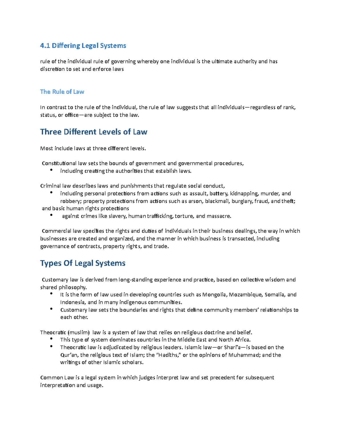 IB Chapter 4 Notes - International Business - 4 Differing Legal Systems ...