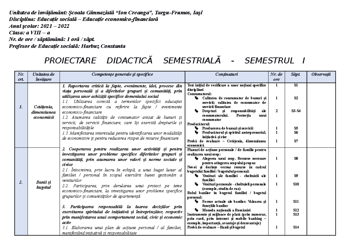 Clasa 8 ed sociala 2021 2022 agavriloaei lacramioara daniela - Unitatea ...