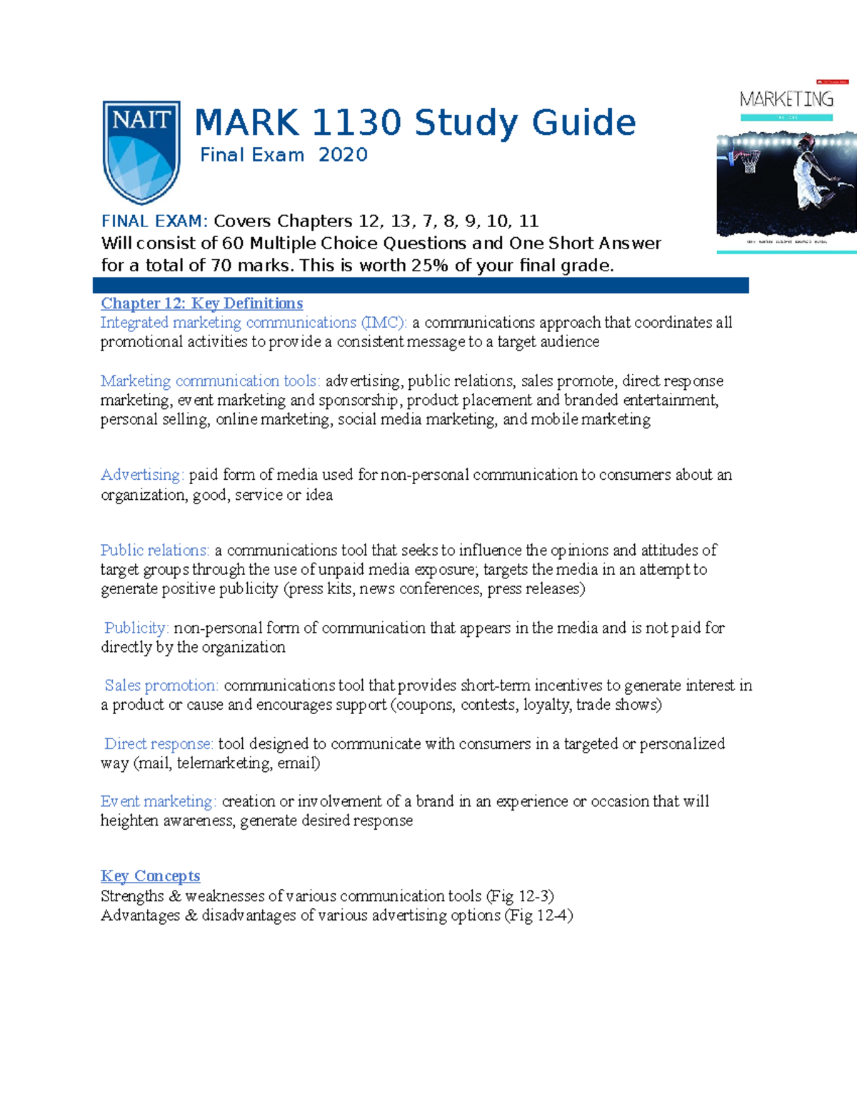 MARK 1130 Study Guide 2020 - MARK 1130 Study Guide Final Exam 2020 ...