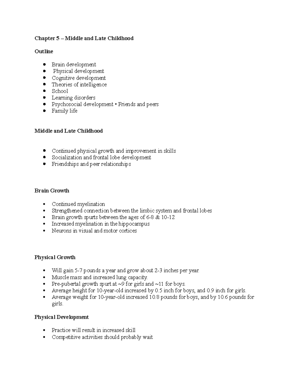 Chapter 5 Middle and Late Childhood - Chapter 5 – Middle and Late ...