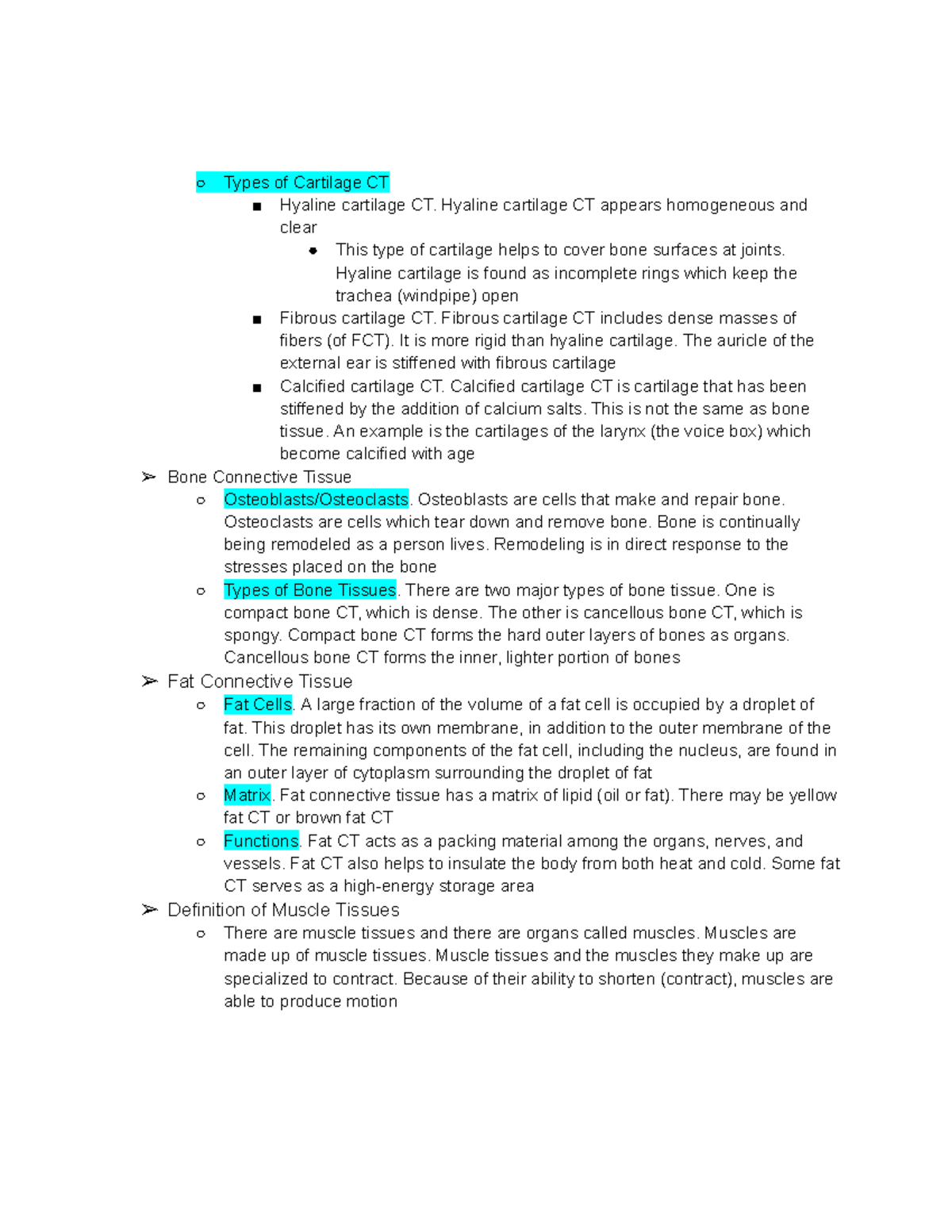 Tissues of the Body - Types of Cartilage CT Hyaline cartilage CT ...