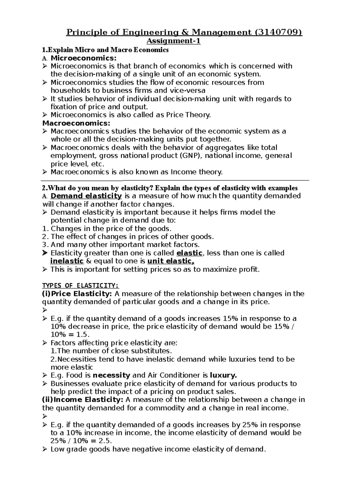 PEM Softcopy assignment 1 - Principle of Engineering & Management (3140709) Assignment- 1 Micro ...