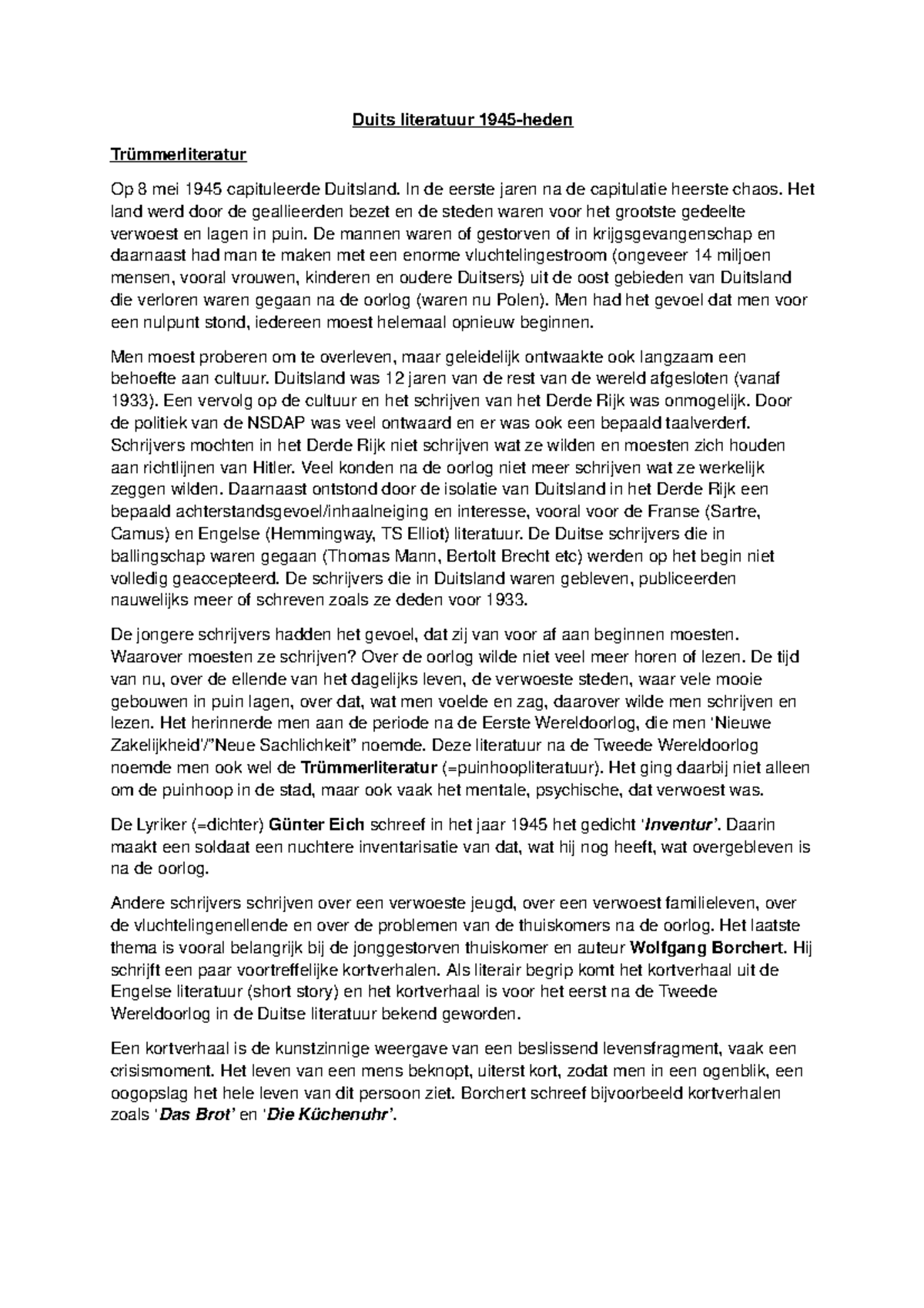 Duits literatuur 1945-heden A6 ; - Duits literatuur 1945-heden ...