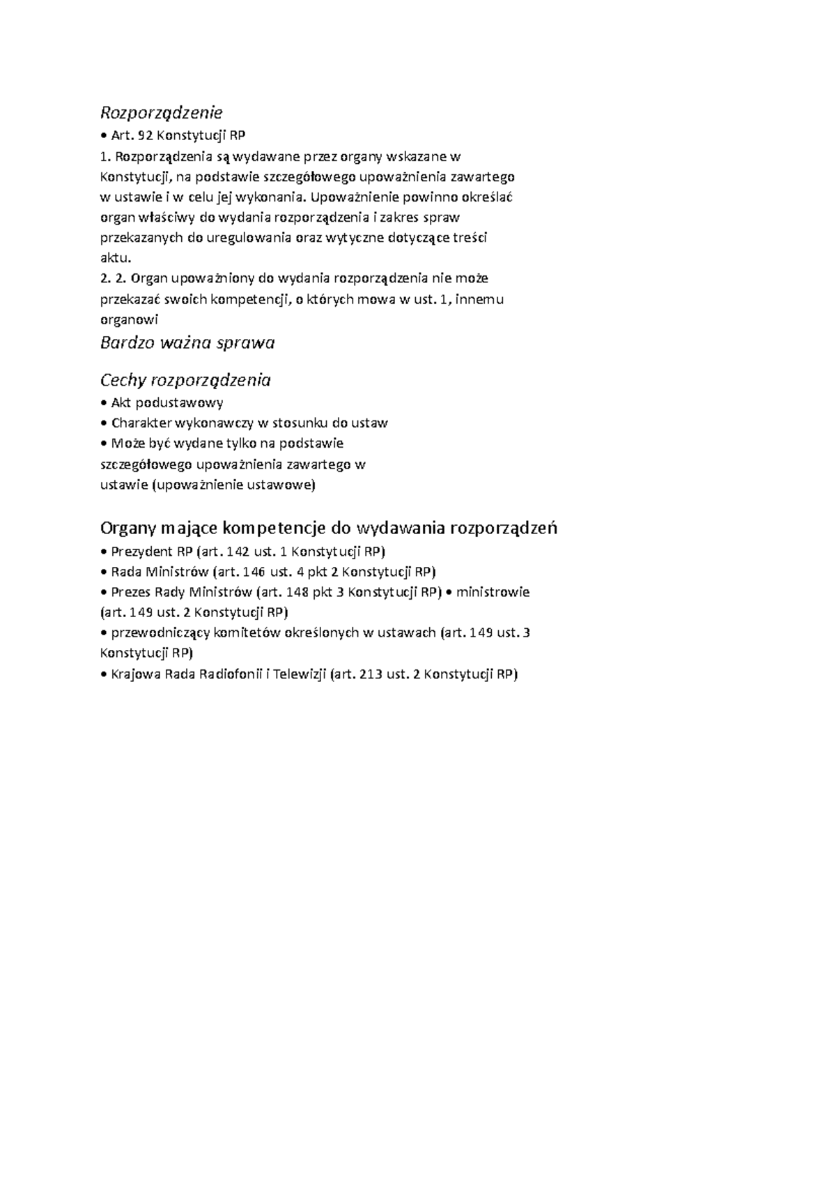 Material 3 - Rozporządzenie - Rozporządzenie • Art. 92 Konstytucji RP 1 ...