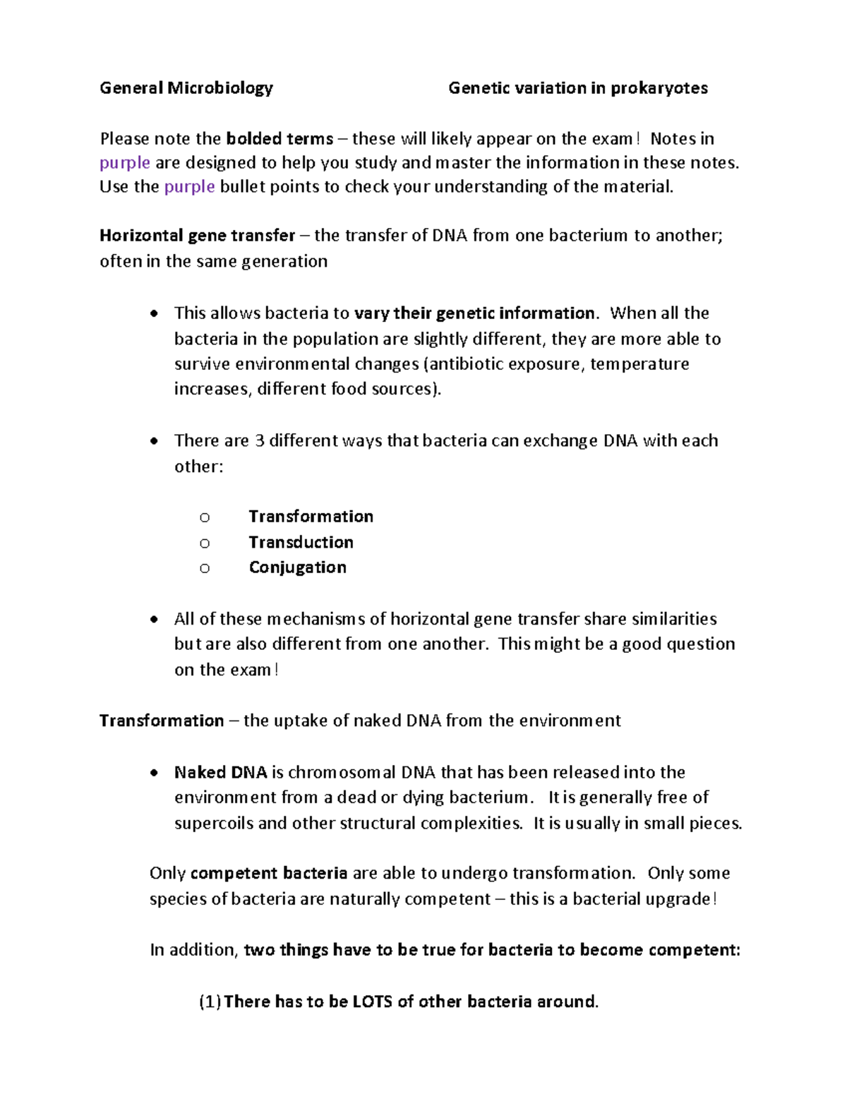 General Microbiology - Genetic Variation in Prokaryotes - General ...