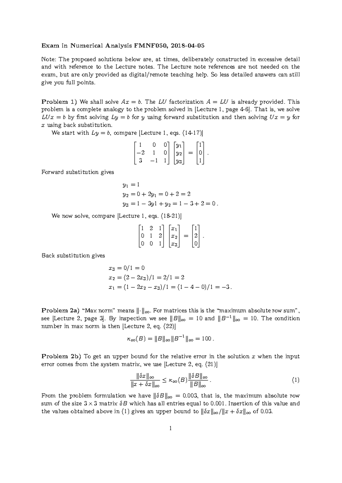 Exam180405 sol - Numerisk analys extenta lösningar - Exam in Numerical ...