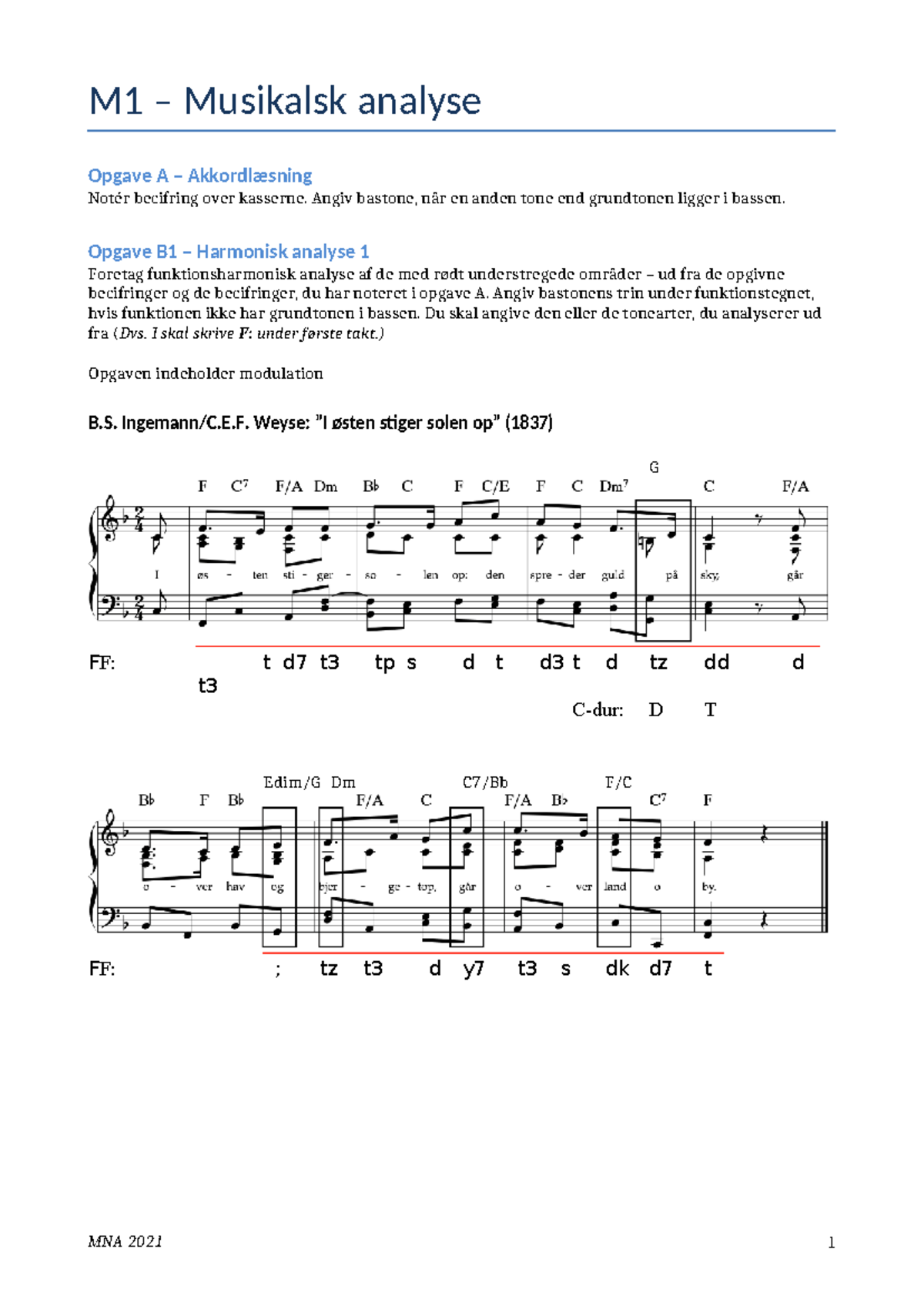 M1 nr. 4 - en funktionsharmonik analyse samt rytmisk og melodisk ...