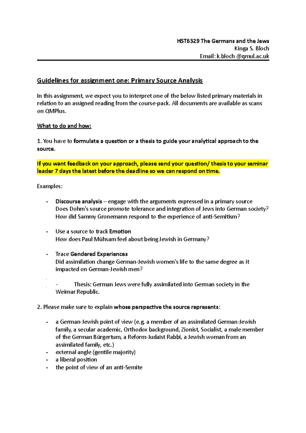 2020 21 The Germans and The Jews Primary Source Analysis Guide List of ...