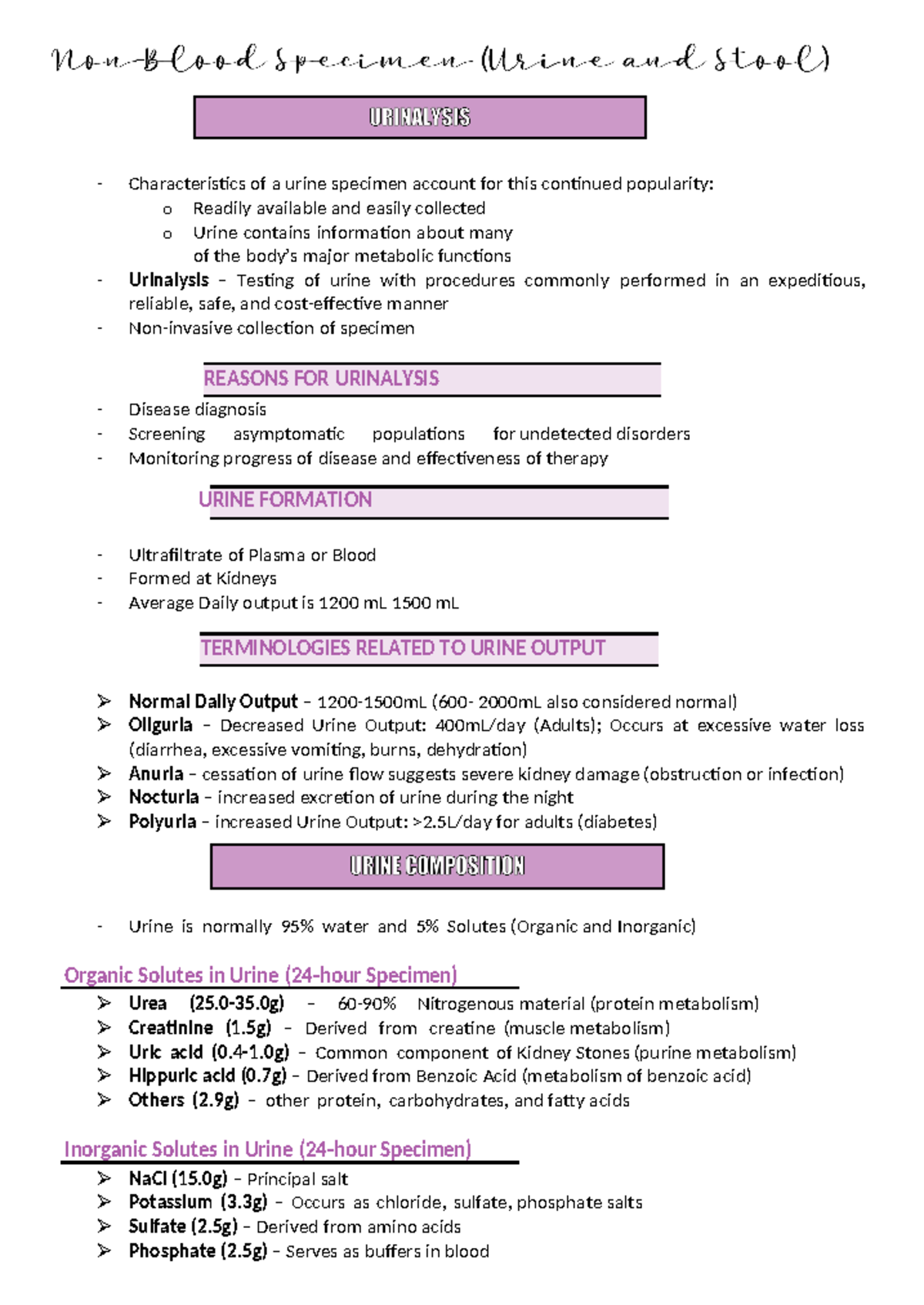 5 - .................. - REASONS FOR URINALYSIS URINE FORMATION ...
