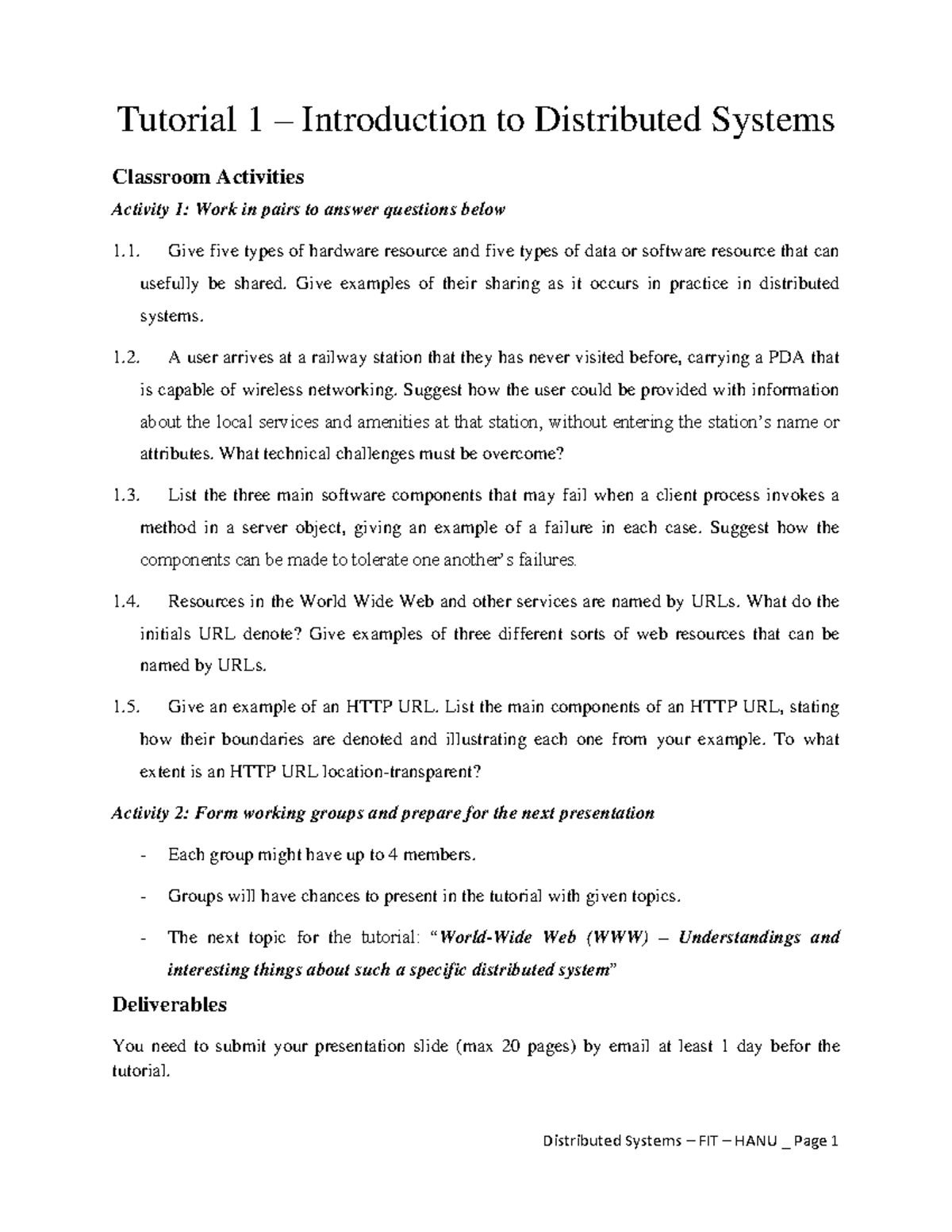 Tutorial 1 - DSY-2024 - Distributed Systems – FIT – HANU _ Page 1 ...