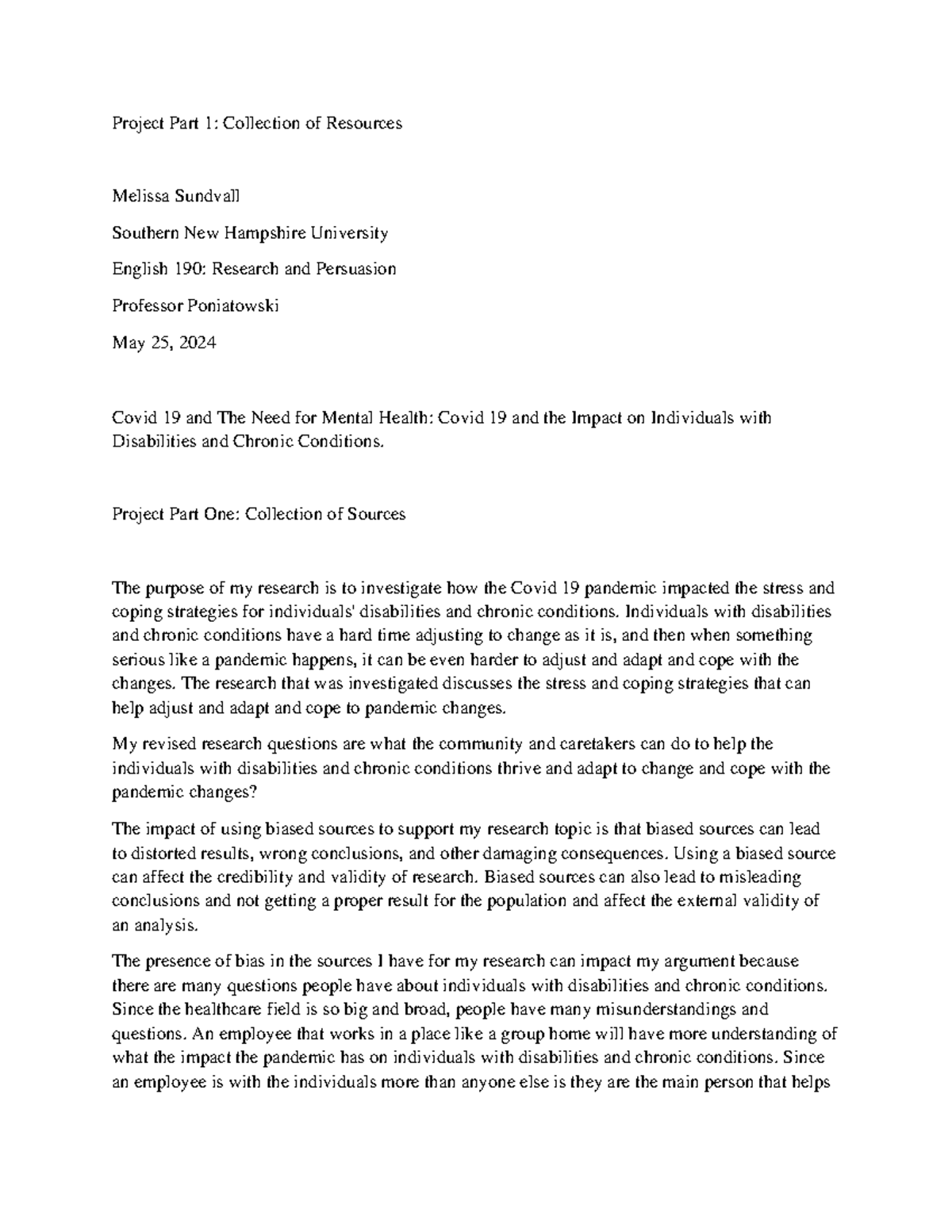 Module 3 collection of sources - Project Part 1: Collection of ...