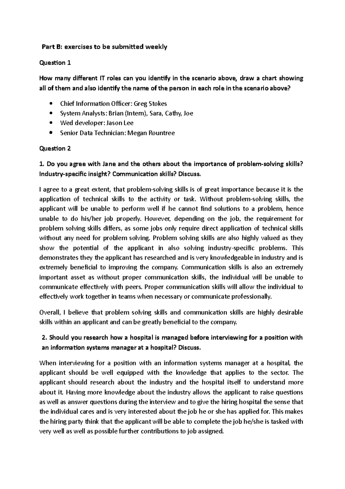 Workshop 1 Part B Part B Exercises To Be Submitted Weekly Question 1