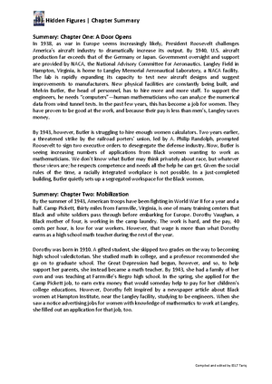 Hidden Figures Summaries Ch 5 7 Hidden Figures Chapter Summary