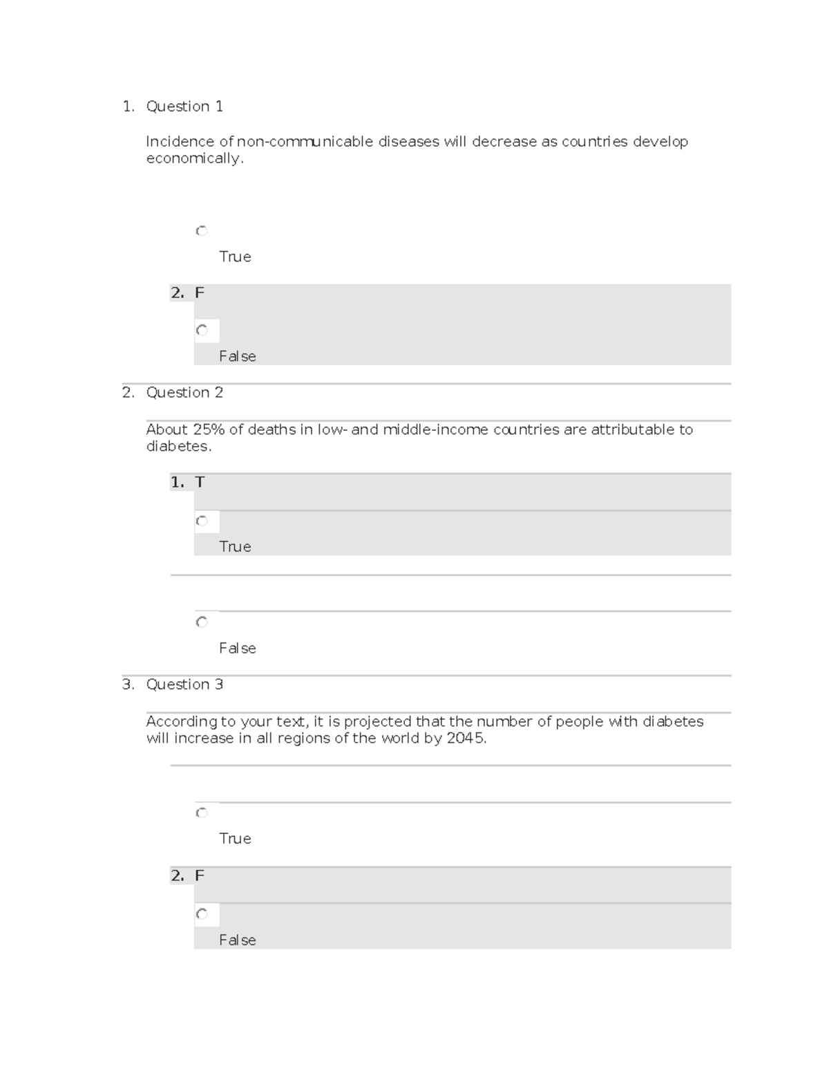 14 -16 quiz - Question 1 Incidence of non-communicable diseases will ...