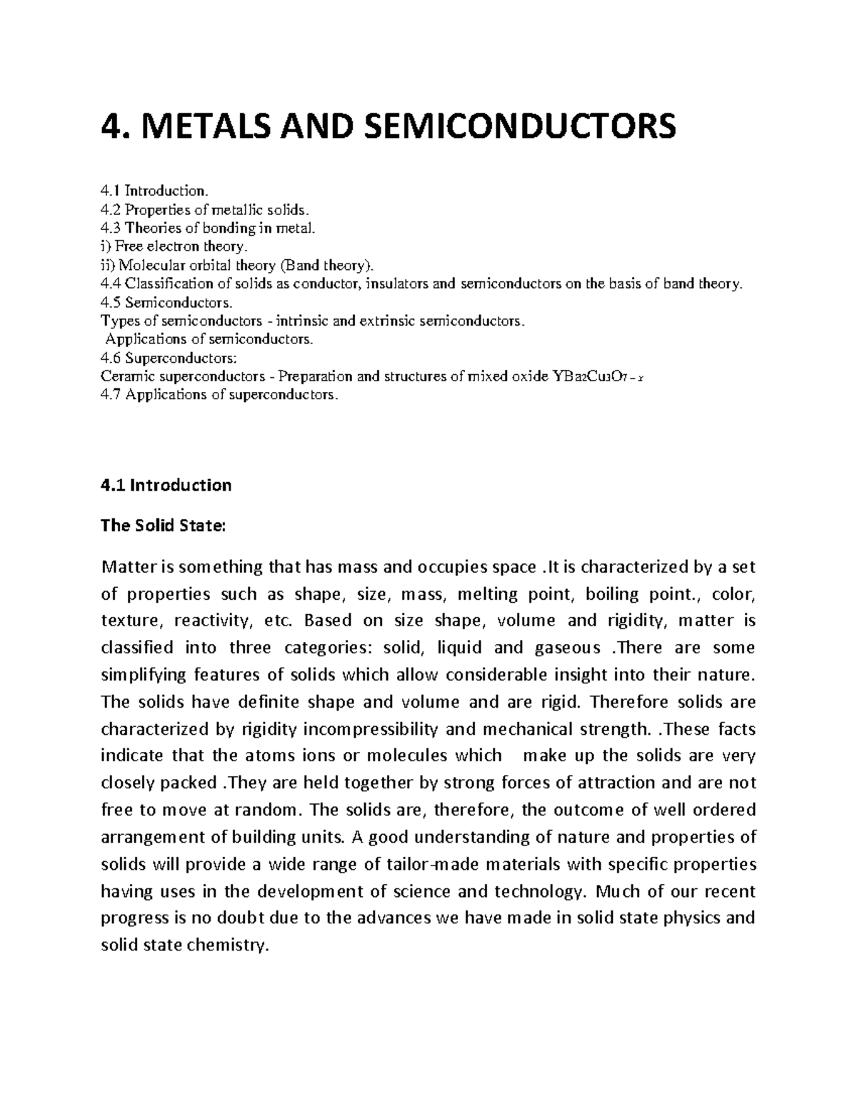 Metals-and-semiconducters - 4. METALS AND SEMICONDUCTORS 4 Introduction. 4 Properties of ...