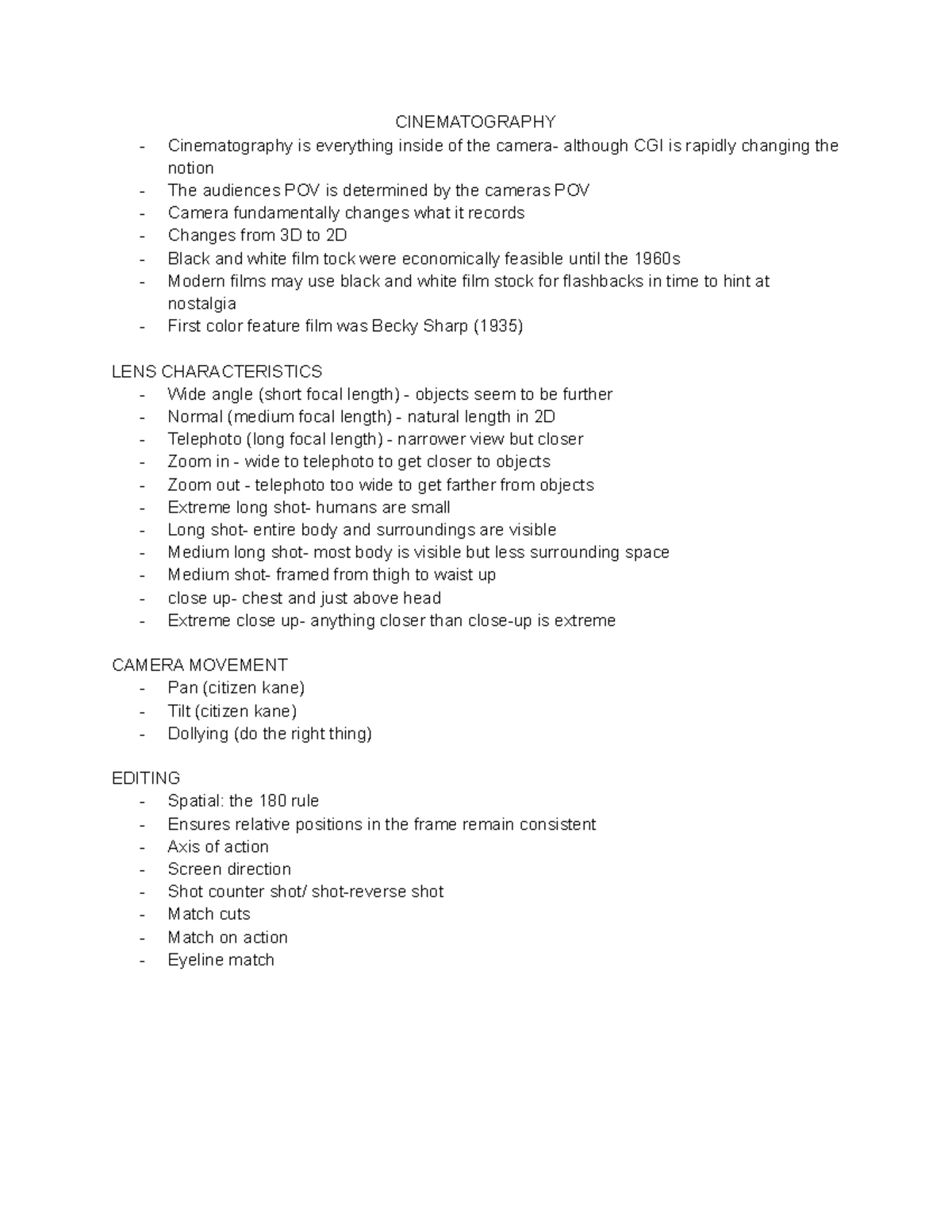 Cinematography 101 - CINEMATOGRAPHY Cinematography is everything inside ...