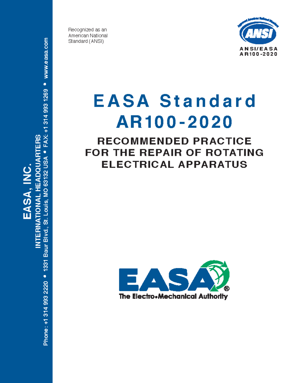 EASA AR100-2020 v0920r2 - EASA Standard AR100- RECOMMENDED PRACTICE FOR ...
