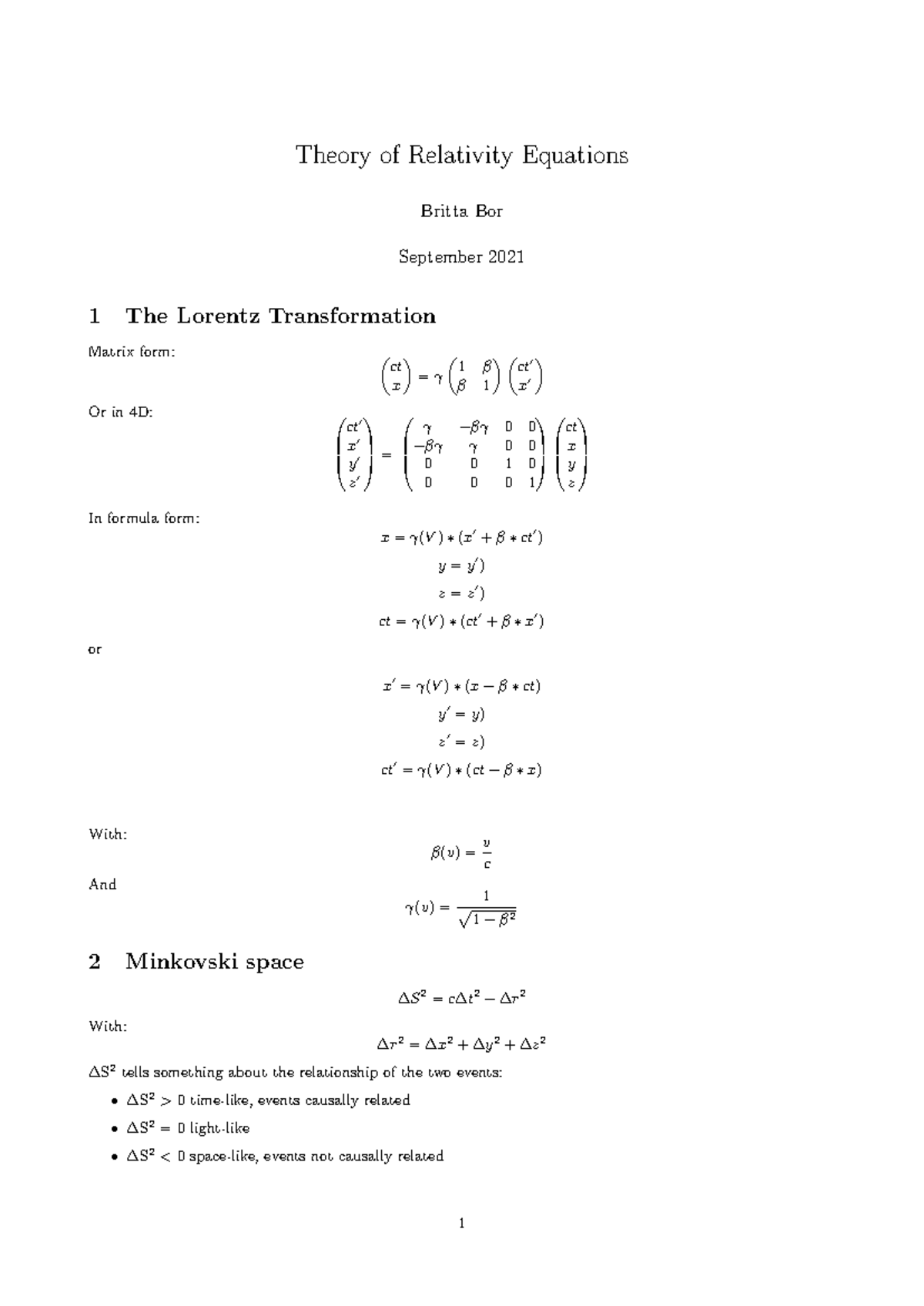 All equations in theory of relativity TN2612 - Theory of Relativity ...