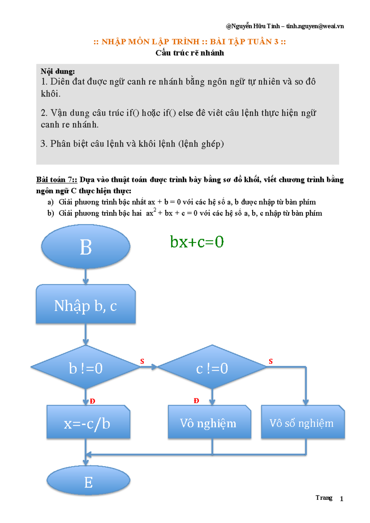 Baitap lab03 nmlt nnc - @Nguyễn Hữu Tình – tinh@weai Trang 1 :: NHẬP MÔN LẬP TRÌNH :: BÀI TẬP ...
