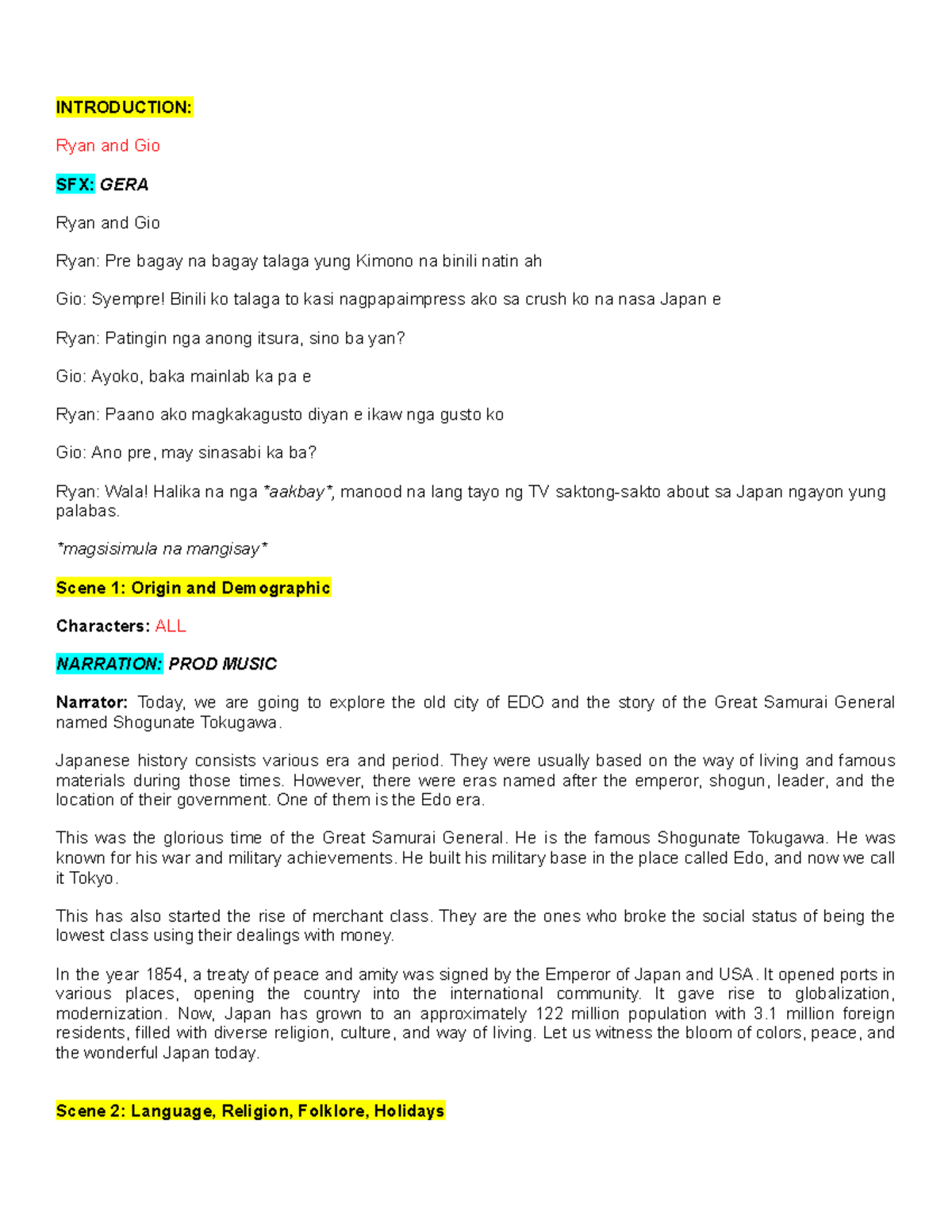 Japan Final Script - INTRODUCTION: Ryan and Gio SFX: GERA Ryan and Gio ...