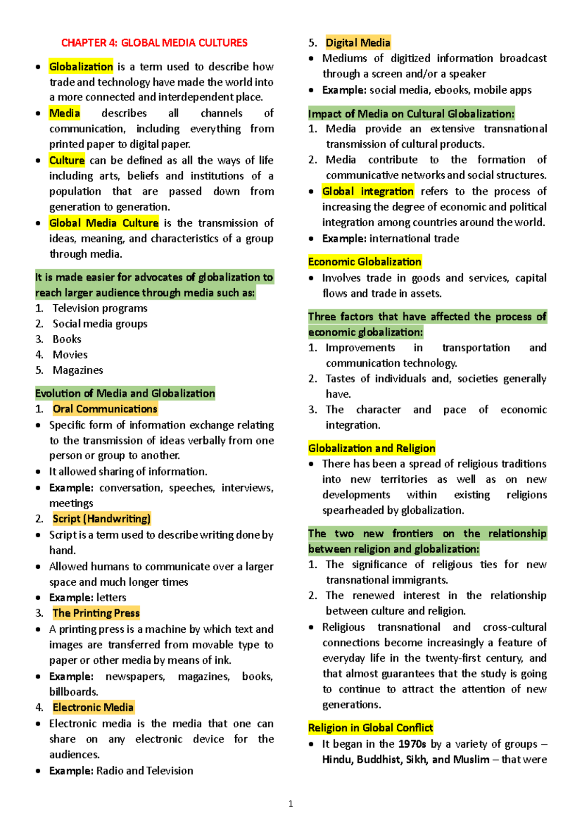 Chapter 4 Contemporary World - CHAPTER 4: GLOBAL MEDIA CULTURES ...