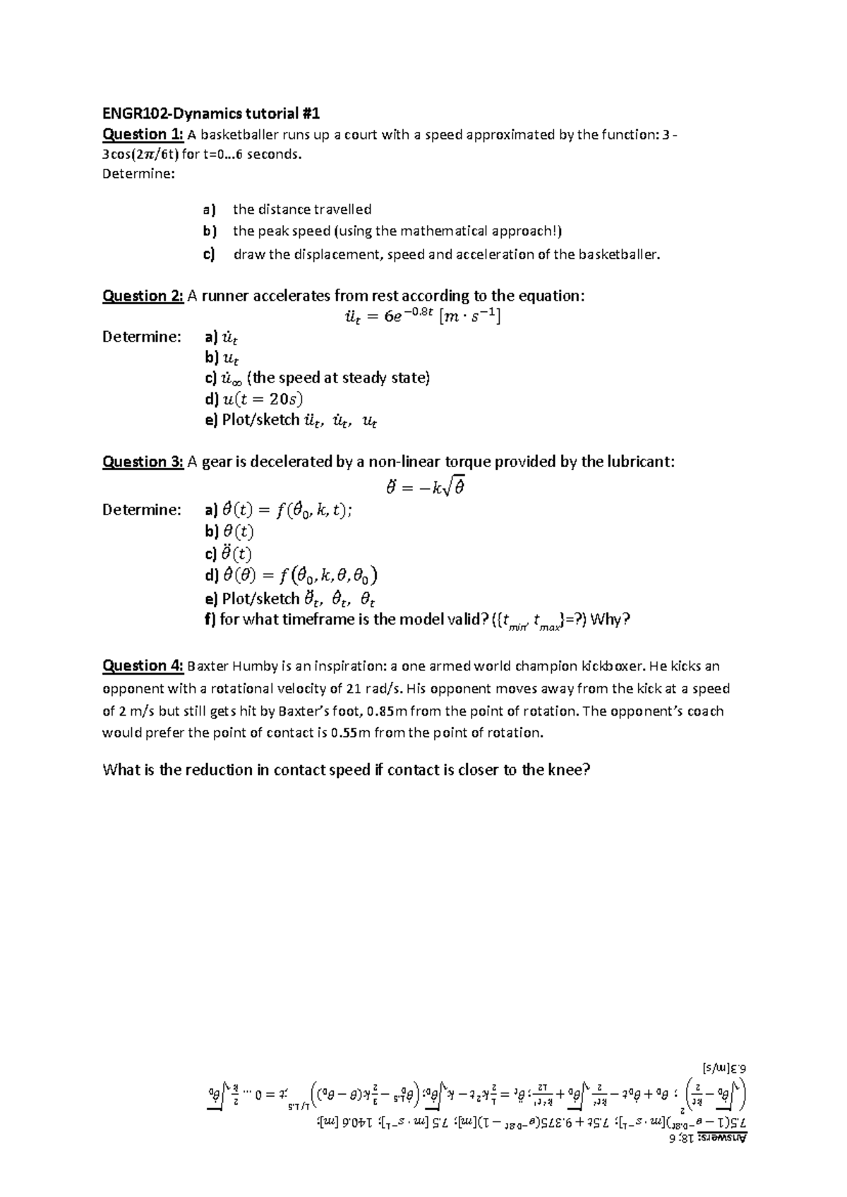 Engr102 Dynamics All Tutorials Compiled Engr 102 Dynamics Tutorial