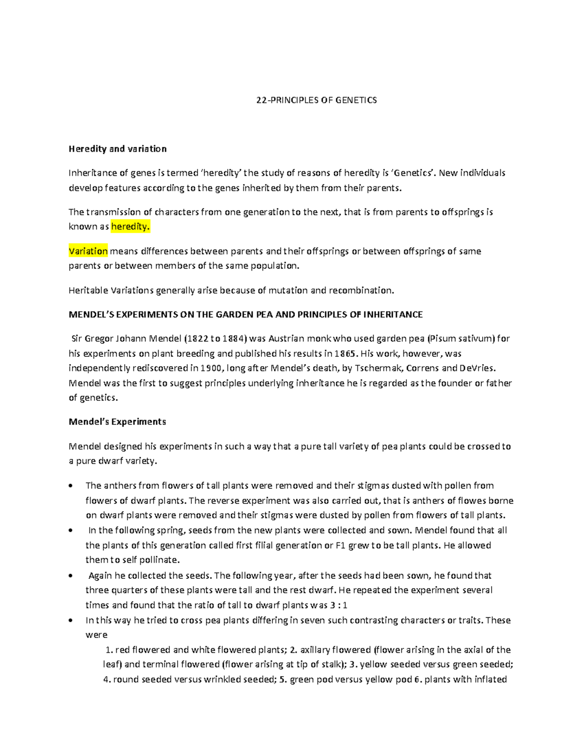 Principles of genetics - 22-PRINCIPLES OF GENETICS Heredity and ...