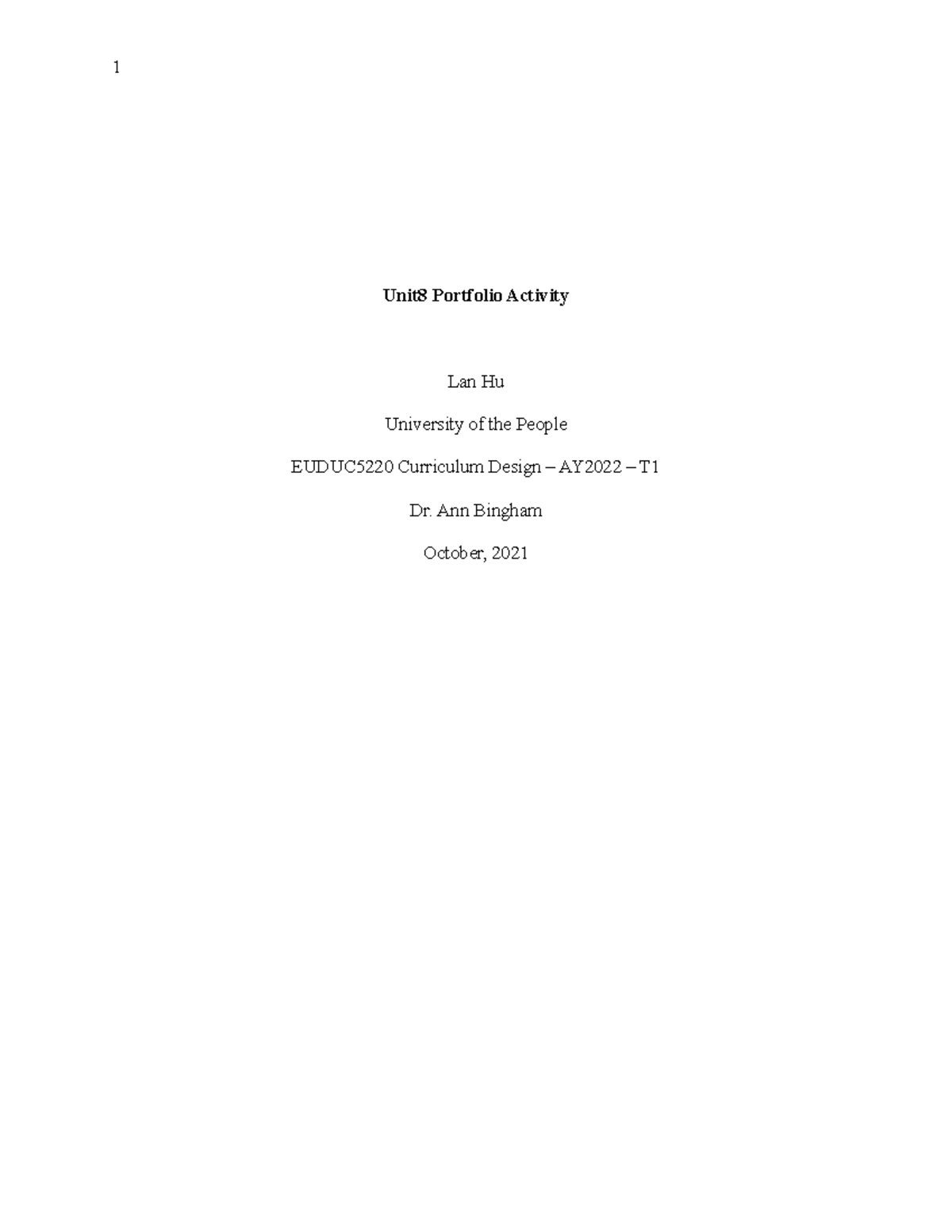Unit8 Portfolio - EDUC 5220 - UoPeople - Studocu
