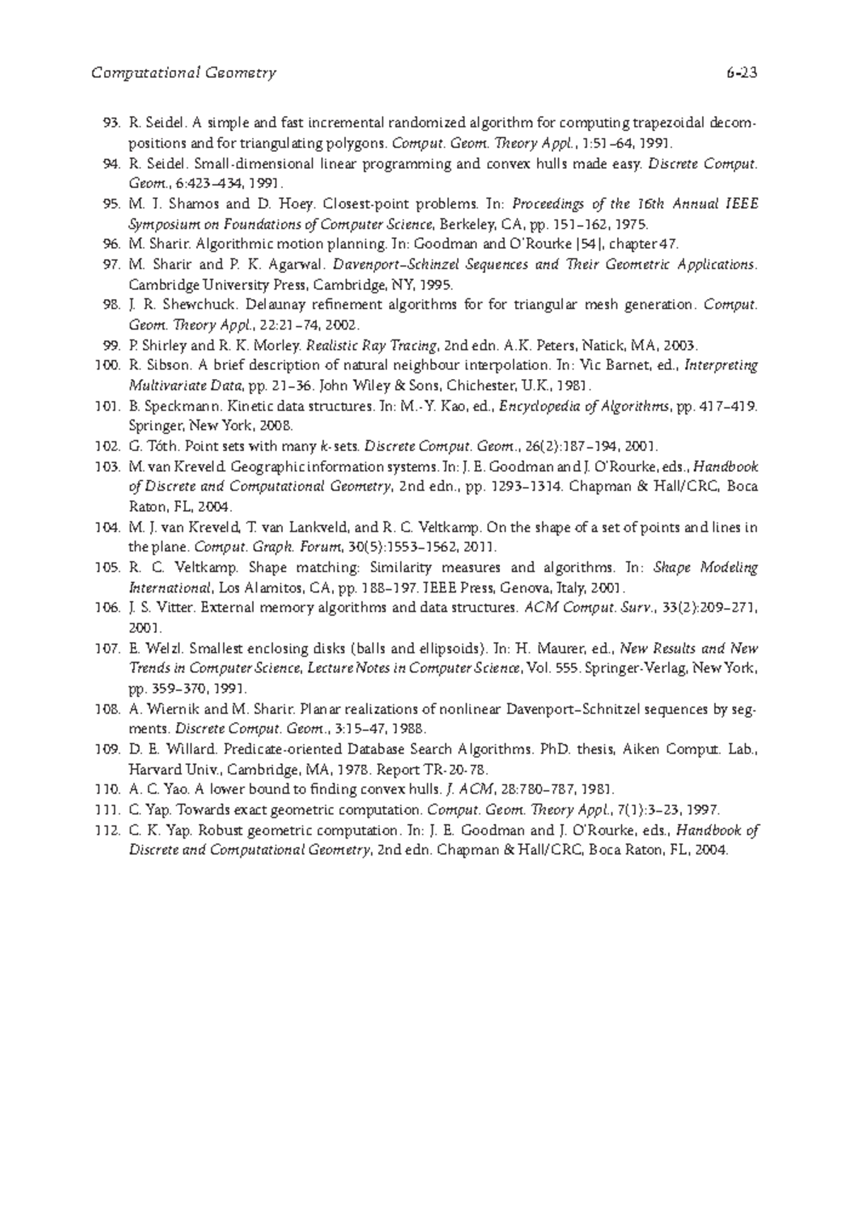 Computing Handbook Cse 62 Computational Geometry 6 23 R Seidel A