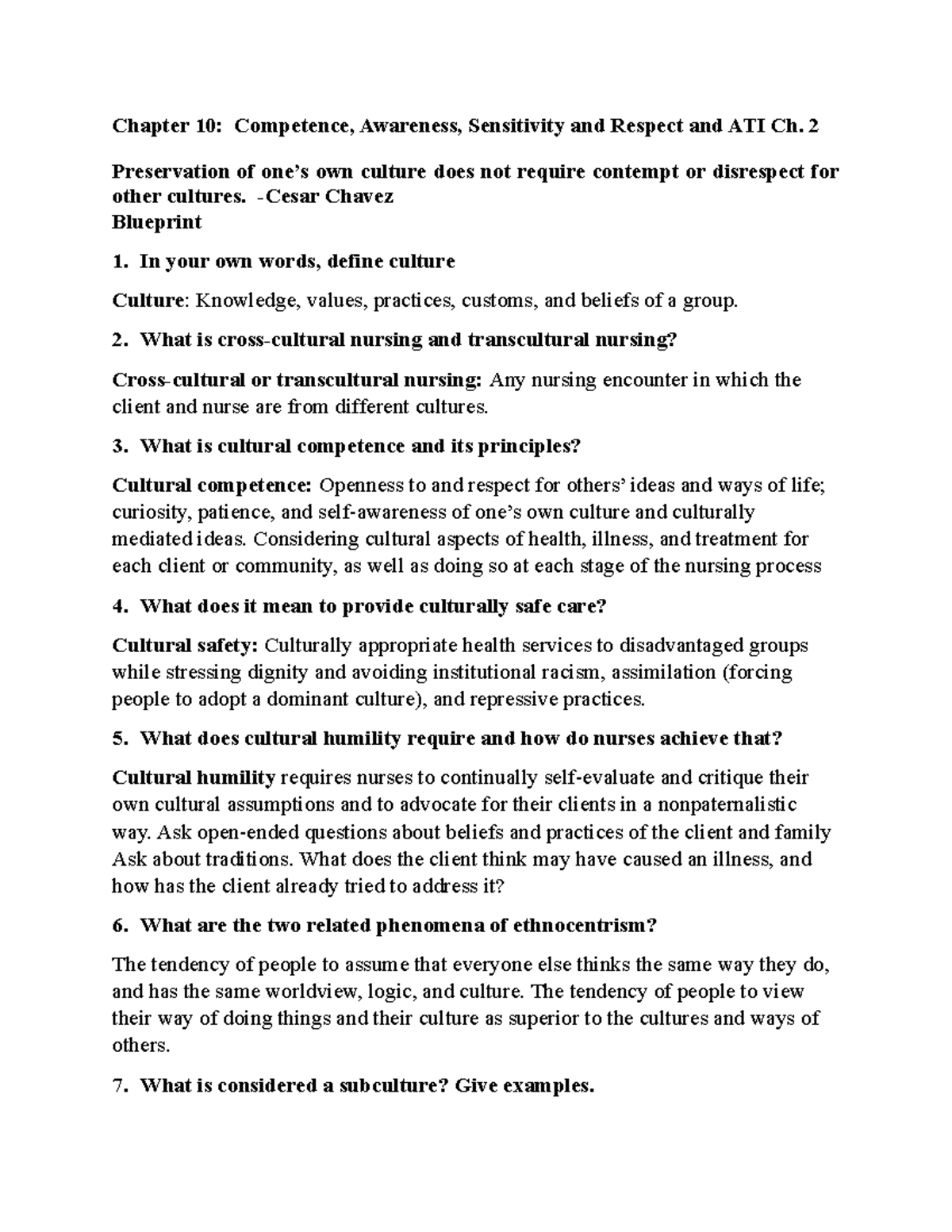 Chapter 10 Blueprint 1 - Chapter 10: Competence, Awareness, Sensitivity ...