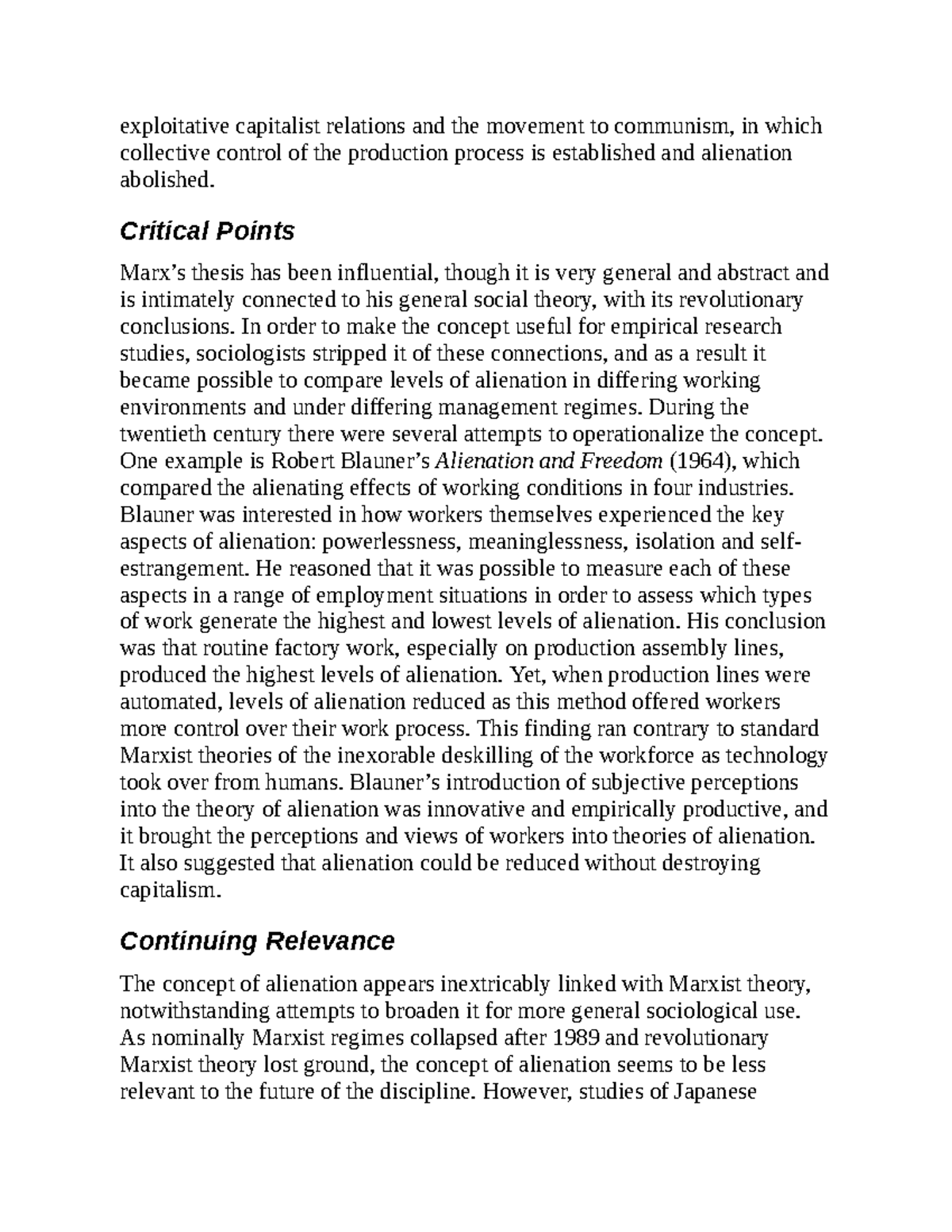 Essential Concepts in Sociology Chapter (16) - exploitative capitalist relations and the ...