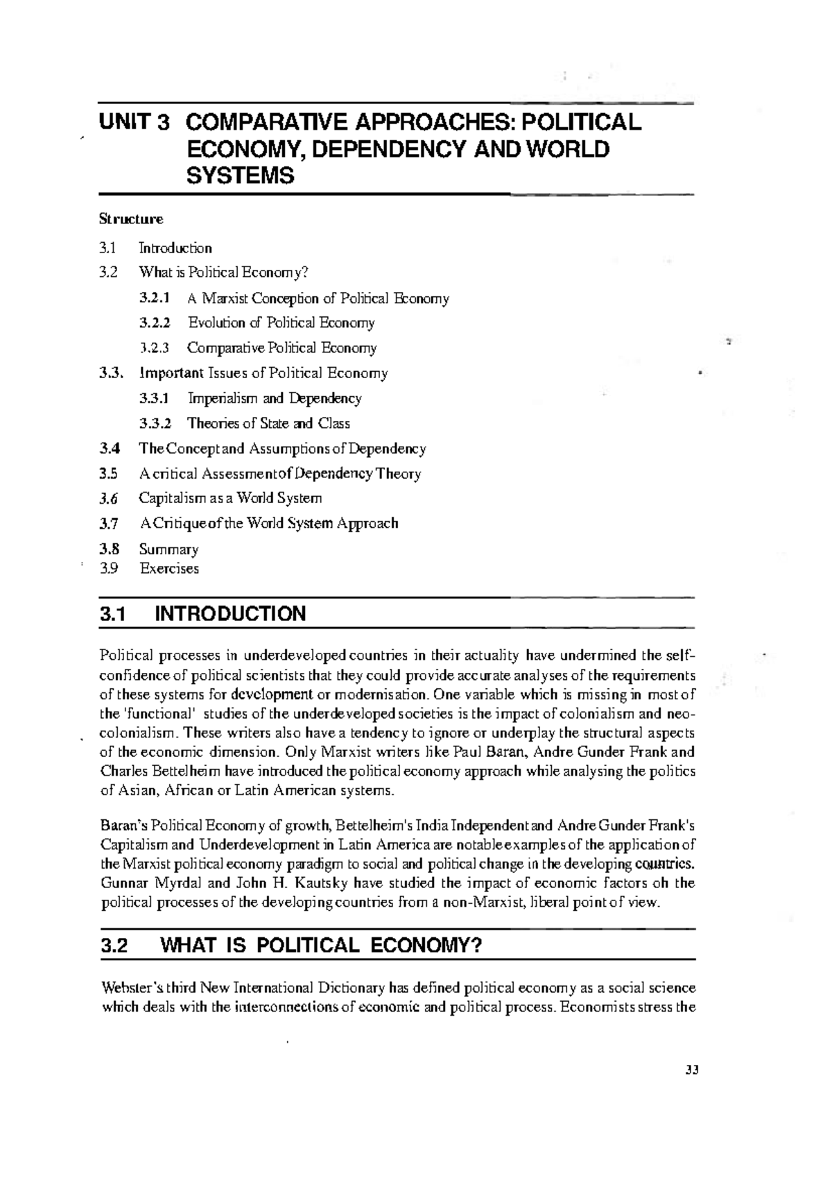 Unit-3 - Helping summary - 3 COMPARATIVE APPROACHES: POLITICAL ECONOMY ...