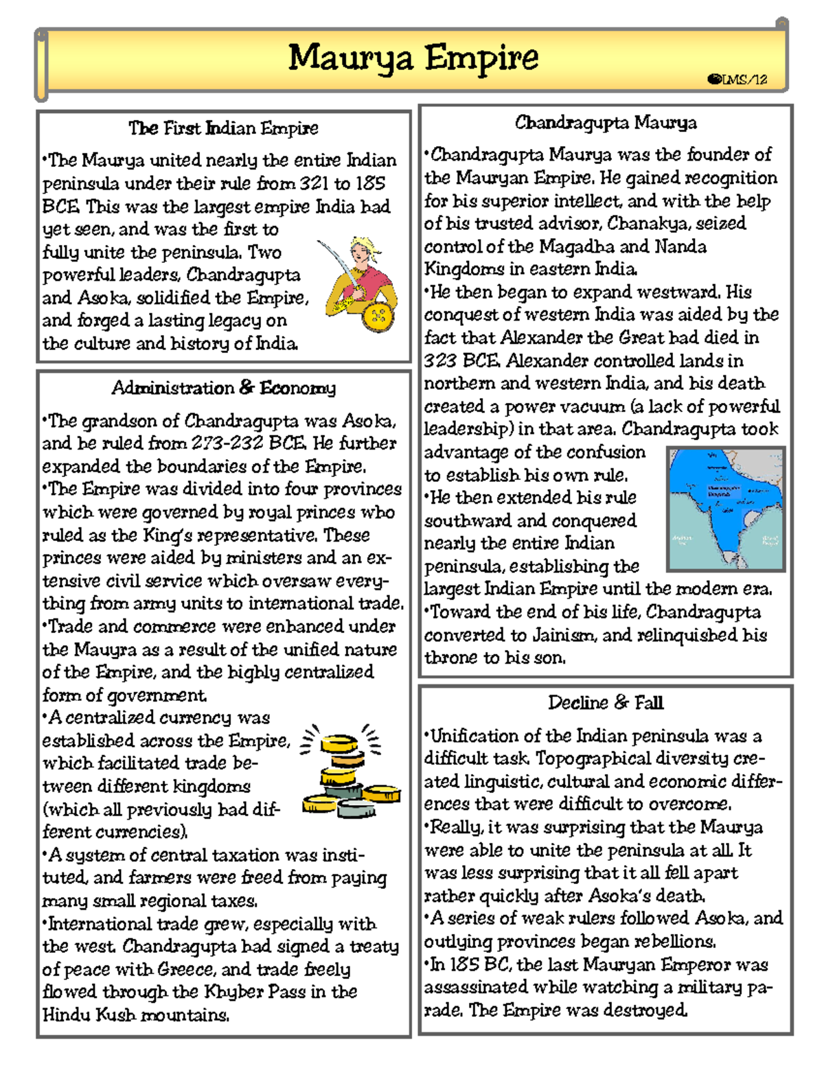 1 Mauryan Empire WS fillable - Maurya Empire SLMS/ The First Indian ...