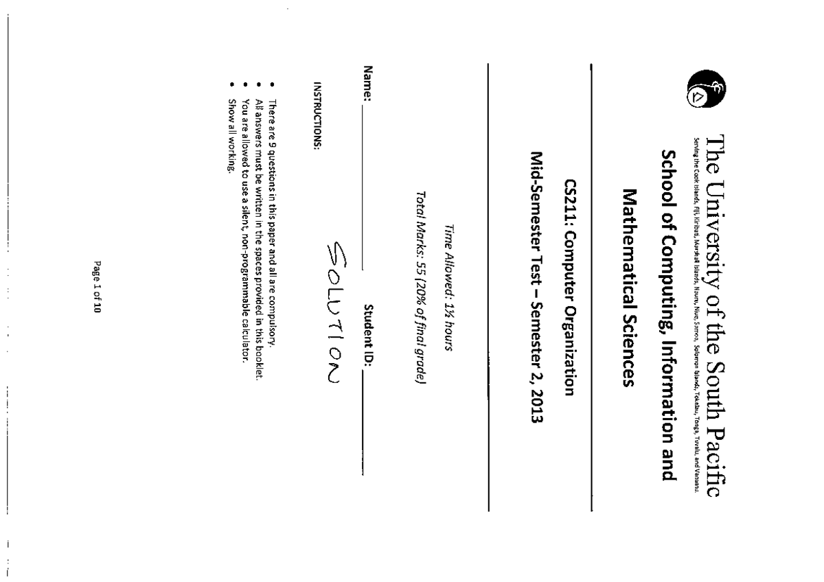 Semester 2 2013 solution MST - Computer Science - StuDocu