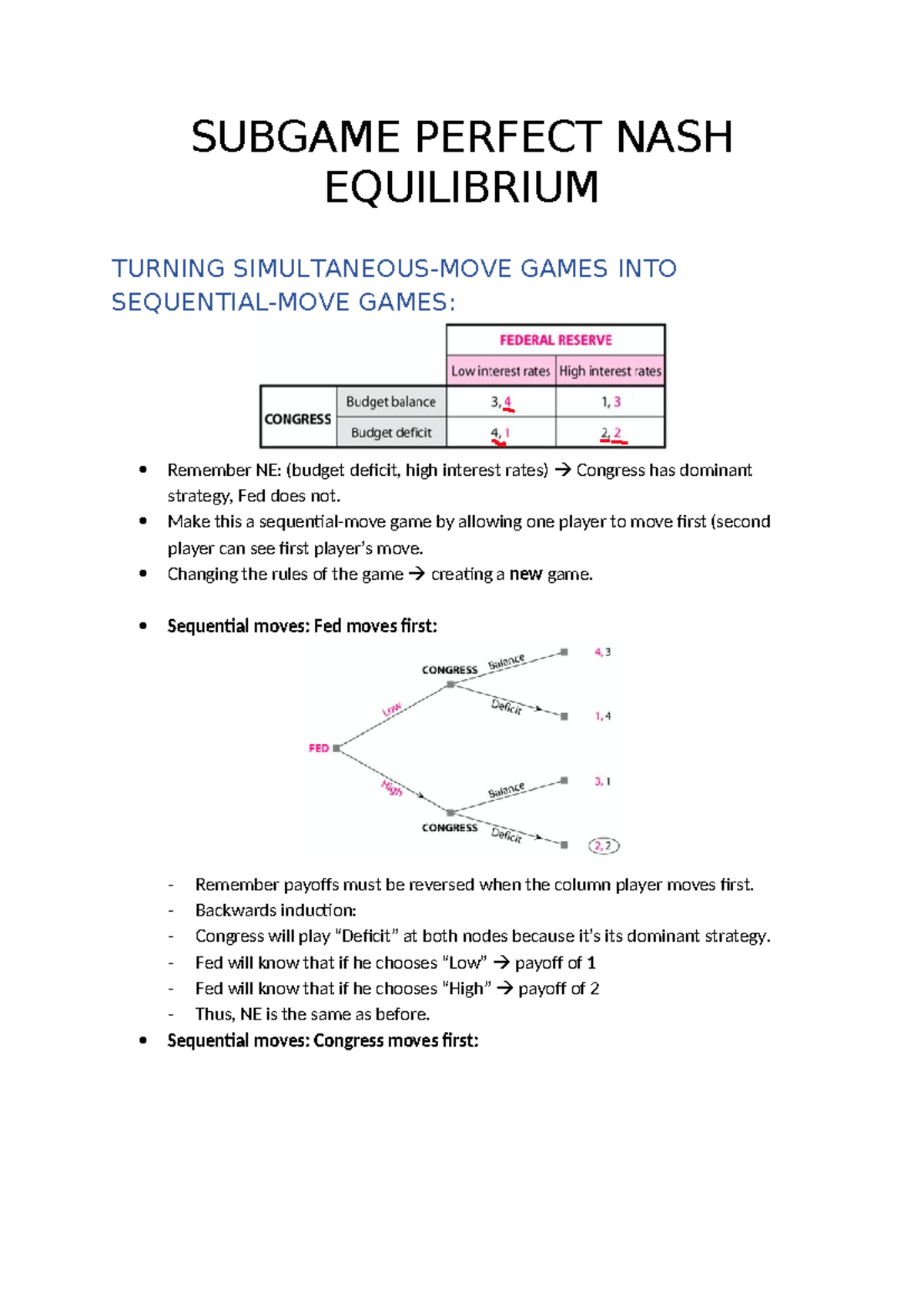 GT Sub-Perfect Nash Equilibrium - SUBGAME PERFECT NASH EQUILIBRIUM ...