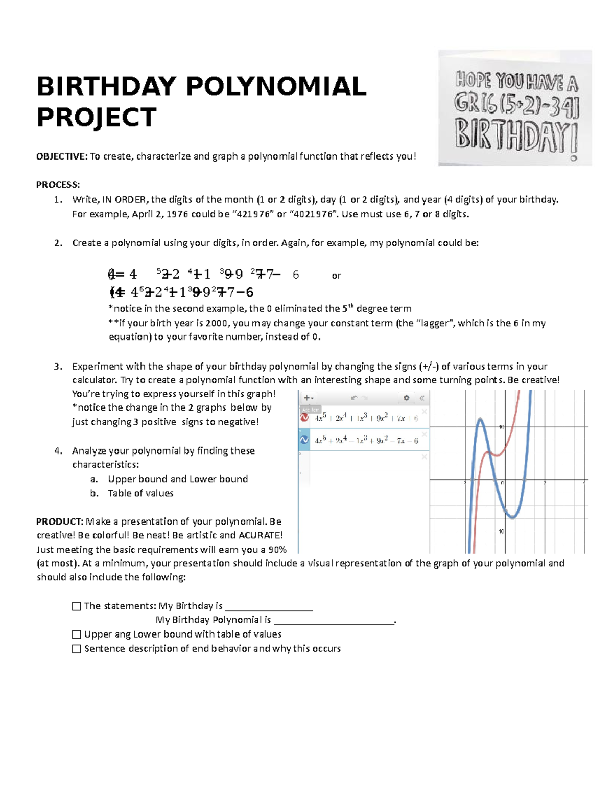 Polynomial Project birthdaygraph - BIRTHDAY POLYNOMIAL PROJECT ...