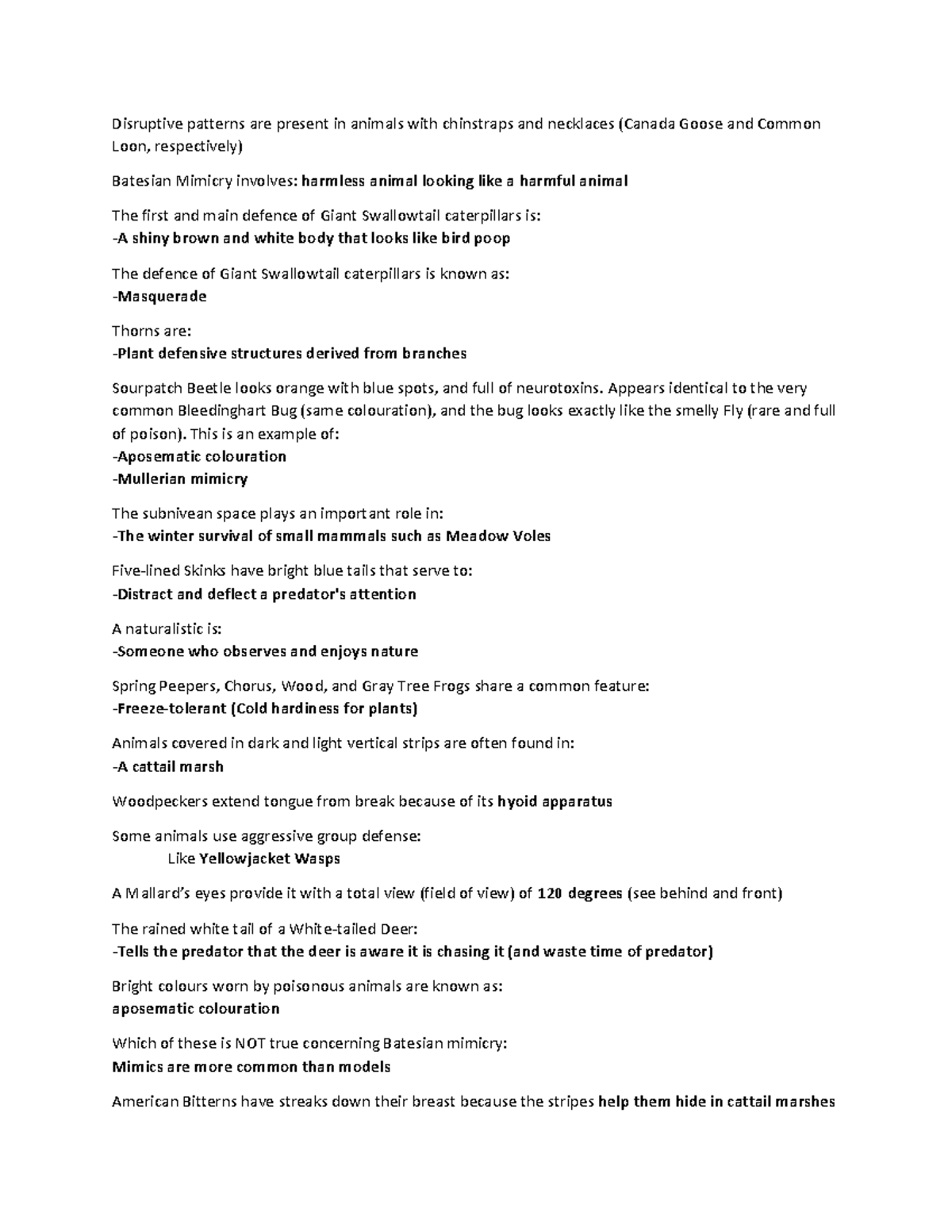 Review - A series of practice questions for BIOL 1902, Quiz 1 ...