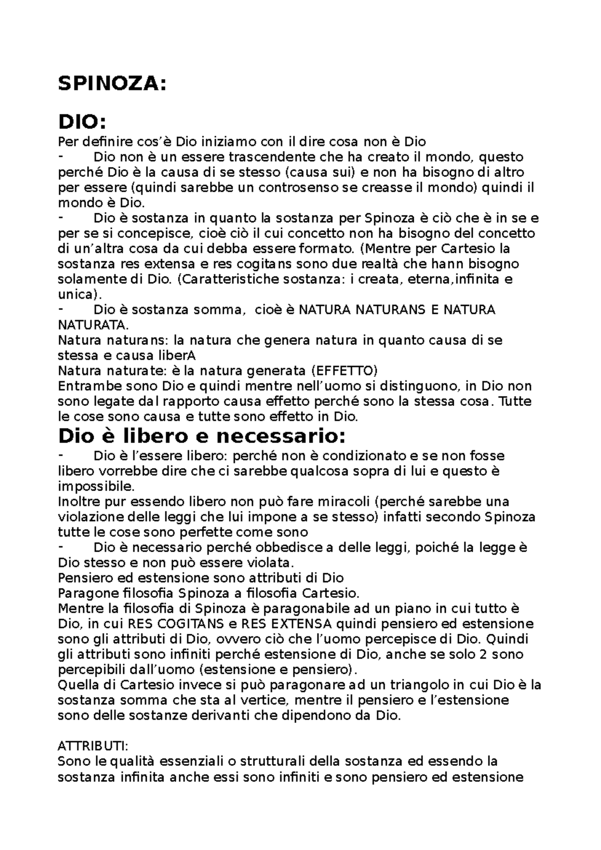 Spinoza - SPINOZA: DIO: Per definire cos’è Dio iniziamo con il dire cosa non è Dio ⁃ Dio non è ...