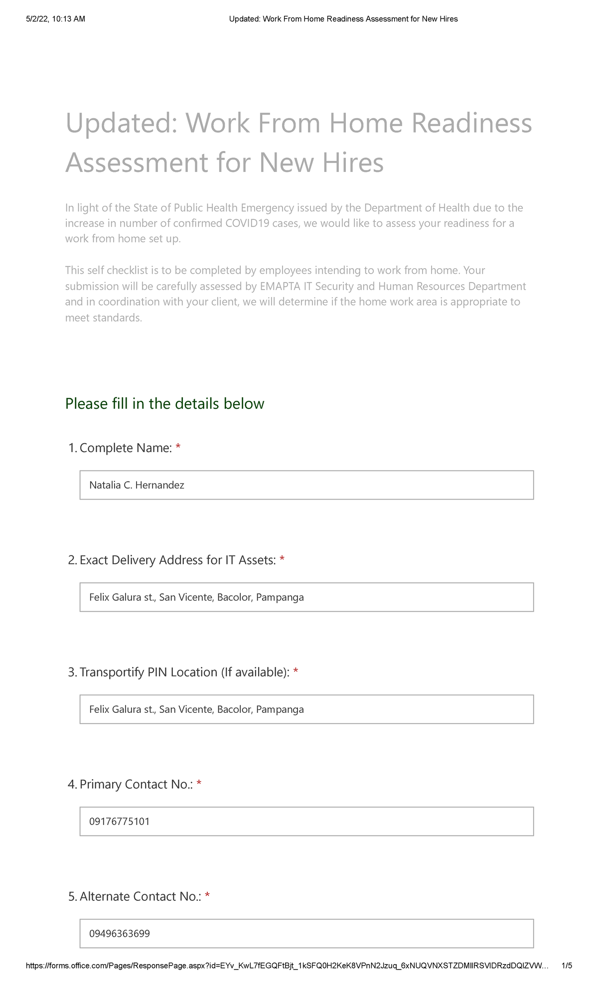 Updated Work From Home Readiness Assessment for New Hires - This self ...