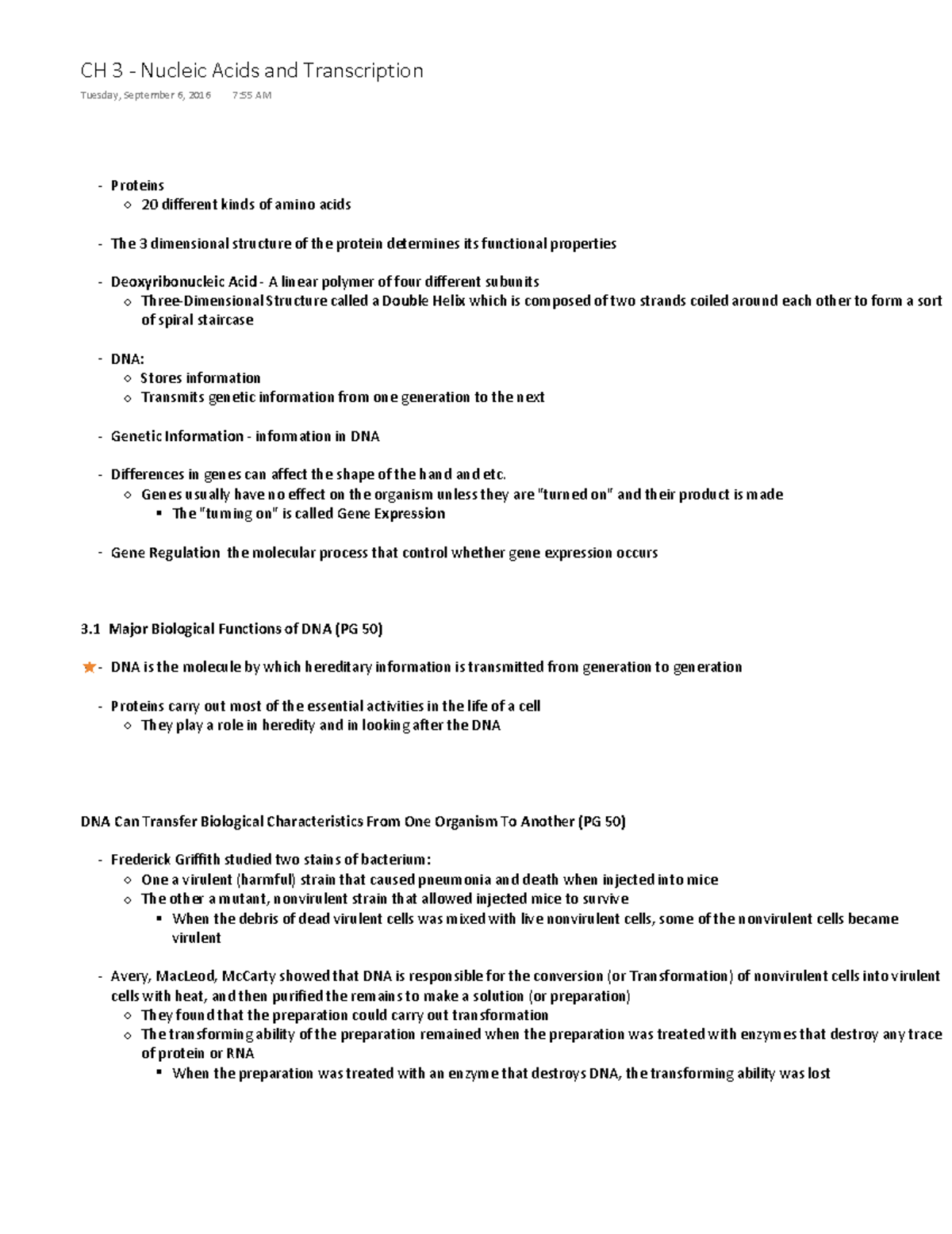 CHEM 1211 - CH 3 - Nucleic Acids and Transcription - Warning: TT: undefined function: 32 Warning ...