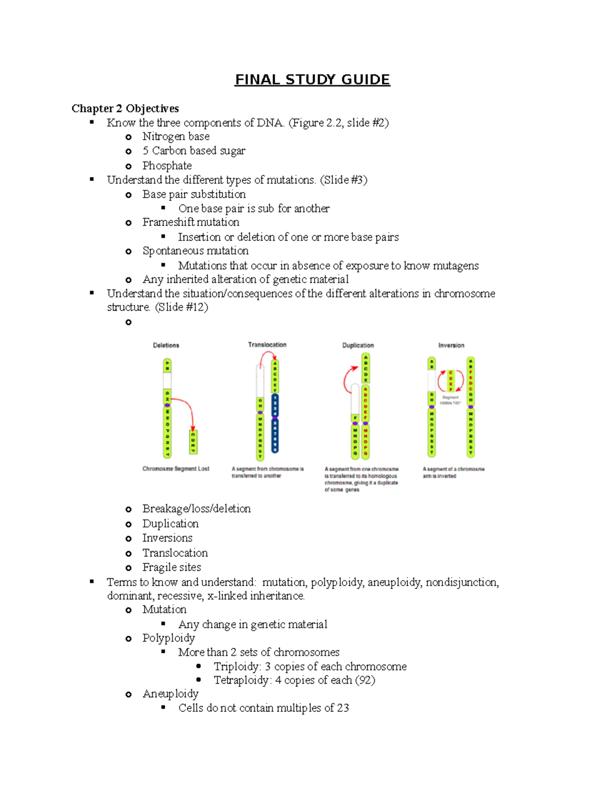 Final Study Guide - Chapter objectives - FINAL STUDY GUIDE Chapter 2 ...