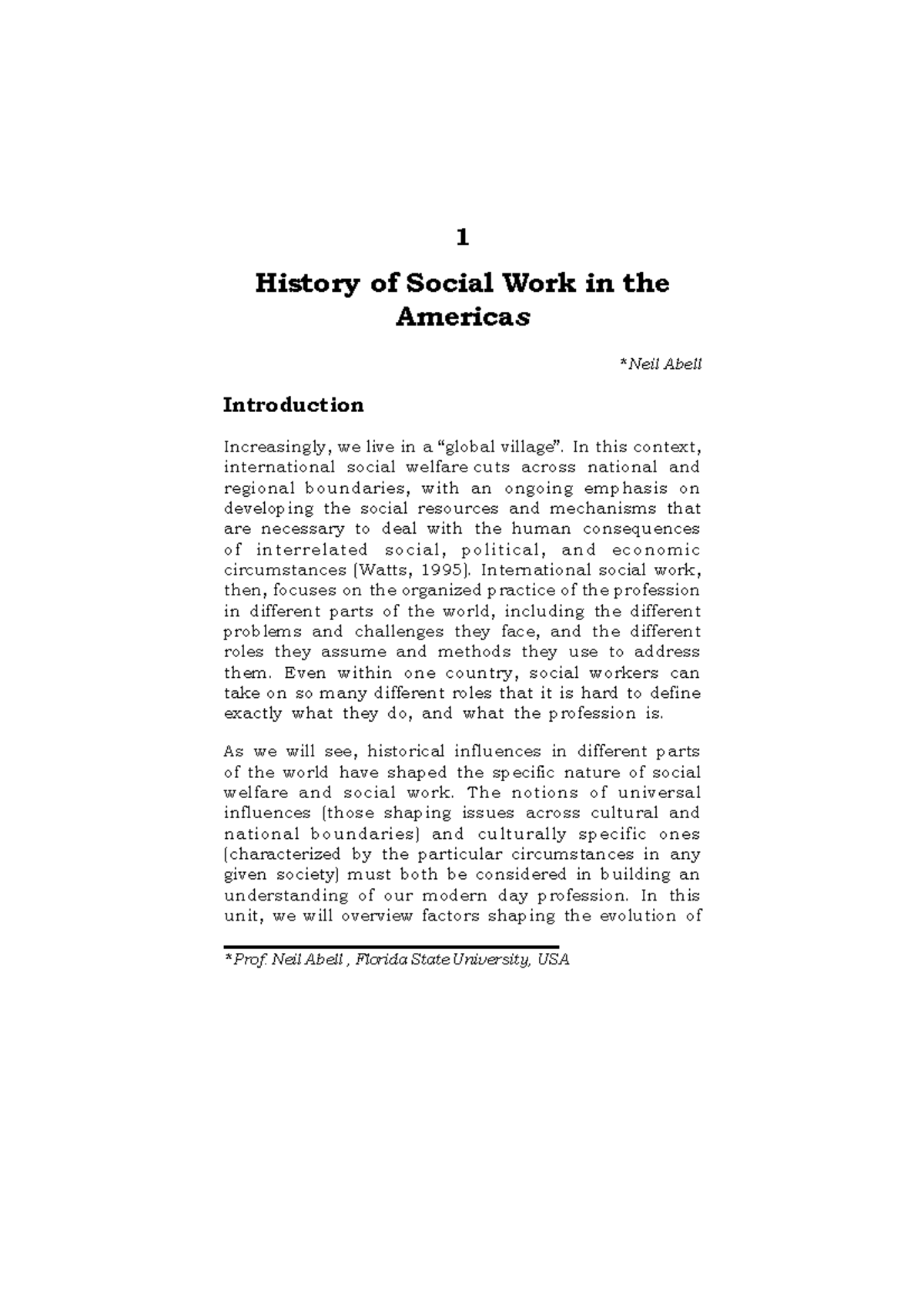 Block-1 History of Social Work Global Scenario - * Prof. Neil Abell ...