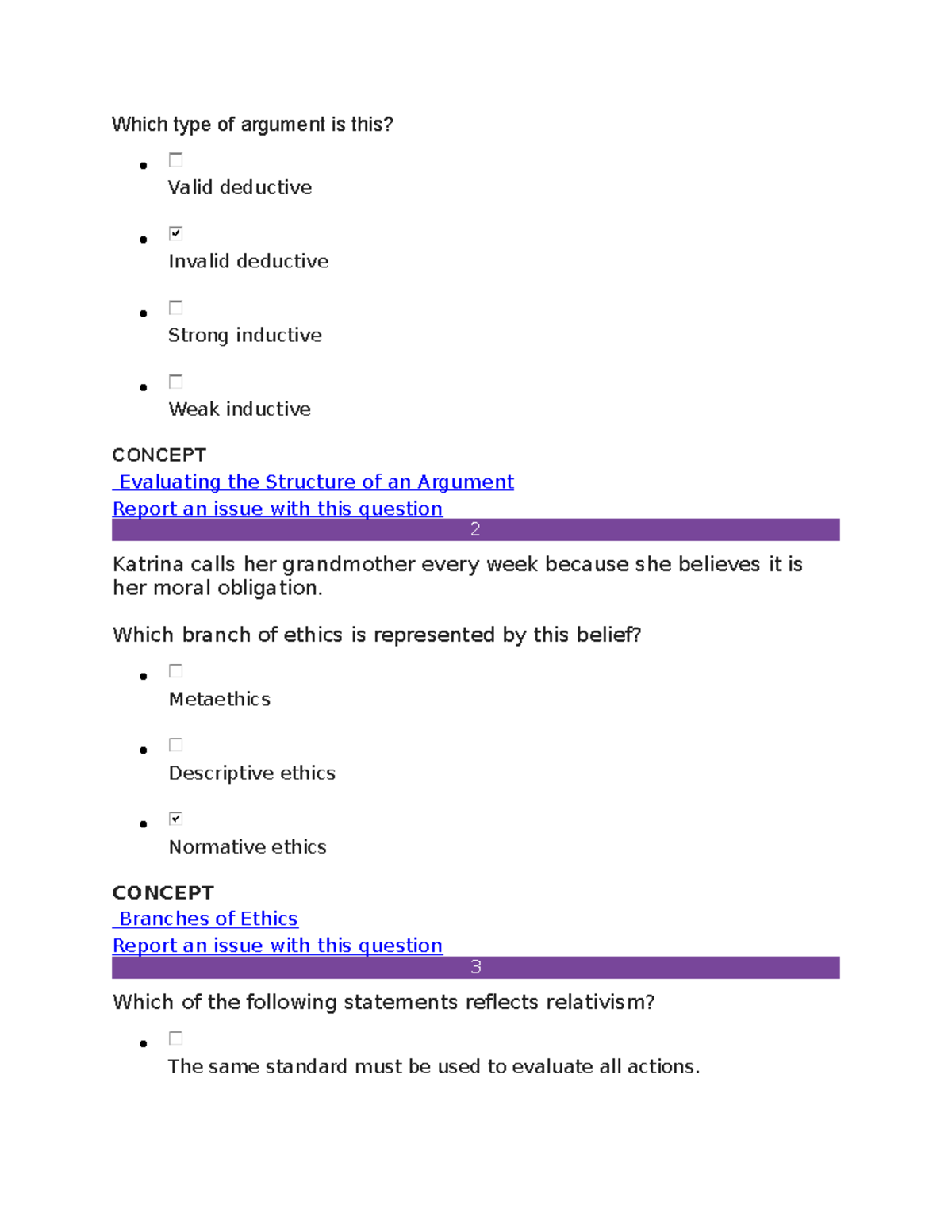 Unit 1- Practice Milestone 1 - Which type of argument is this? Valid deductive Invalid deductive ...