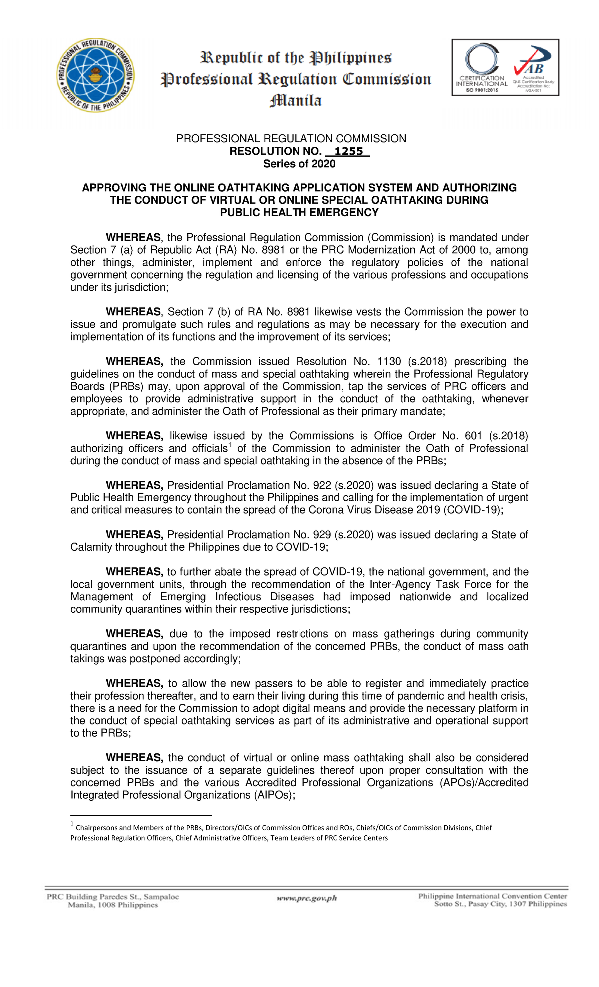 2020-1255 revised - Thesis - PROFESSIONAL REGULATION COMMISSION ...