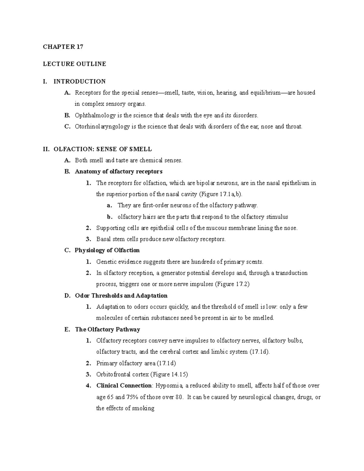 Chapter 17 Outline - CHAPTER 17 LECTURE OUTLINE I. INTRODUCTION A ...