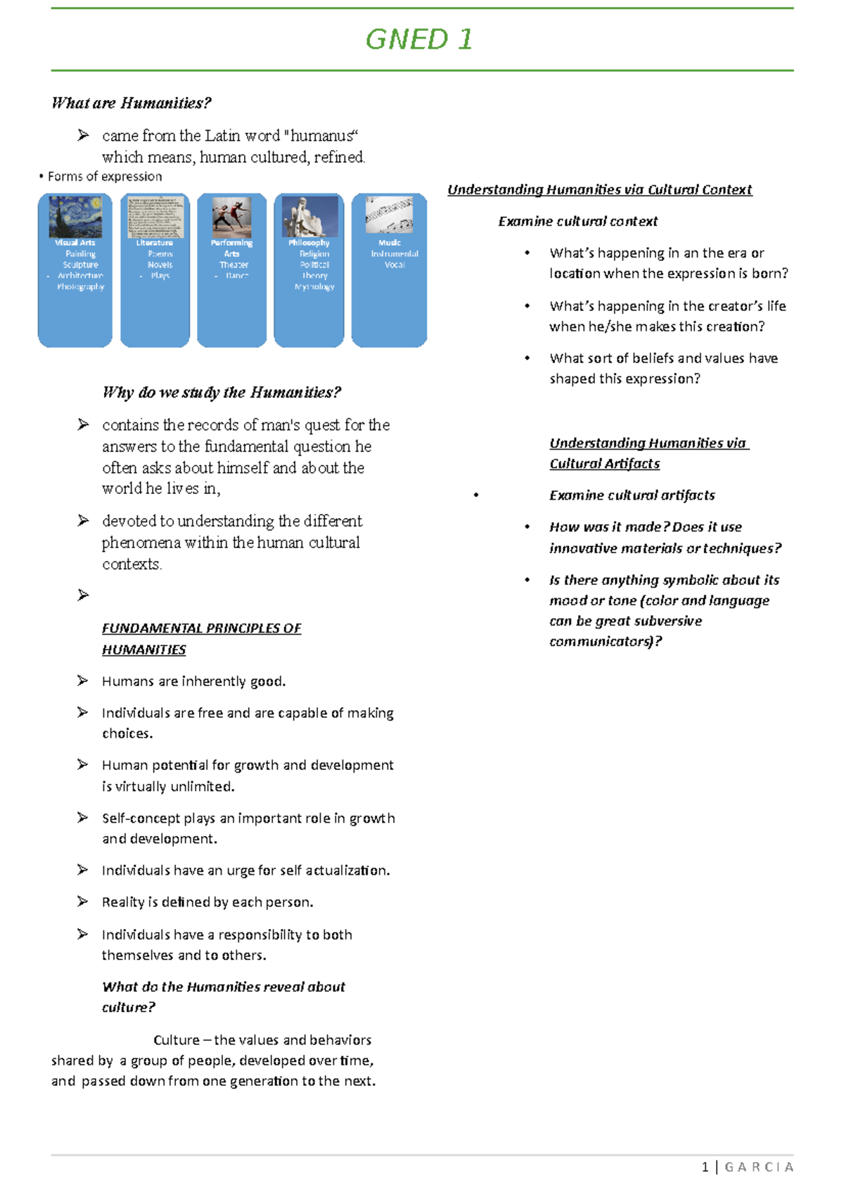 GNED 1 - REVIEWER 4 - GNED 1 What are Humanities? came from the Latin ...