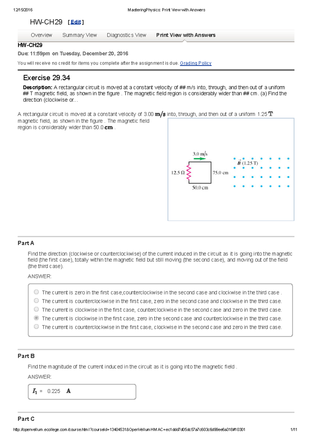 Solution-HW-CH29 - experimental practice materials for physics 2 - HWCH Due: 11:59pm on Tuesday ...