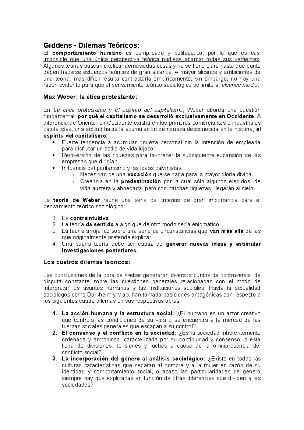 Resúmen PSP - 2.Giddens - Giddens - Dilemas Teóricos: El comportamiento ...