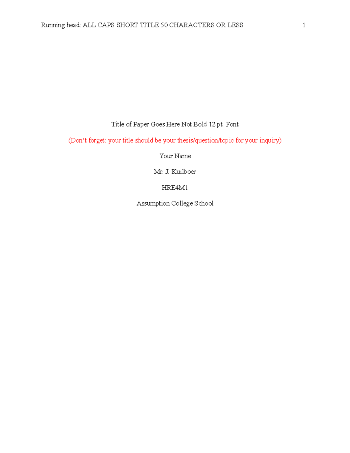 Ethical Inquiry-component 2 research template - Running head: ALL CAPS SHORT TITLE 50 CHARACTERS ...