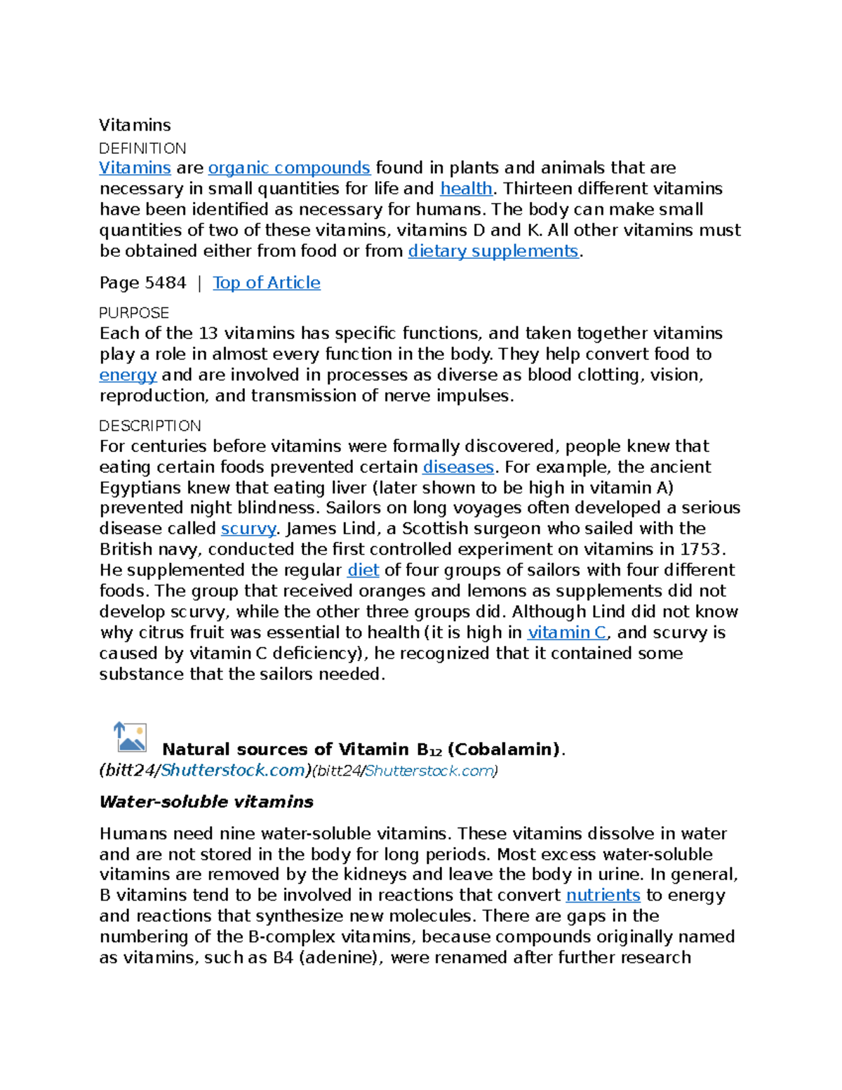 Vitamins notes week 4 - Vitamins DEFINITION Vitamins are organic ...